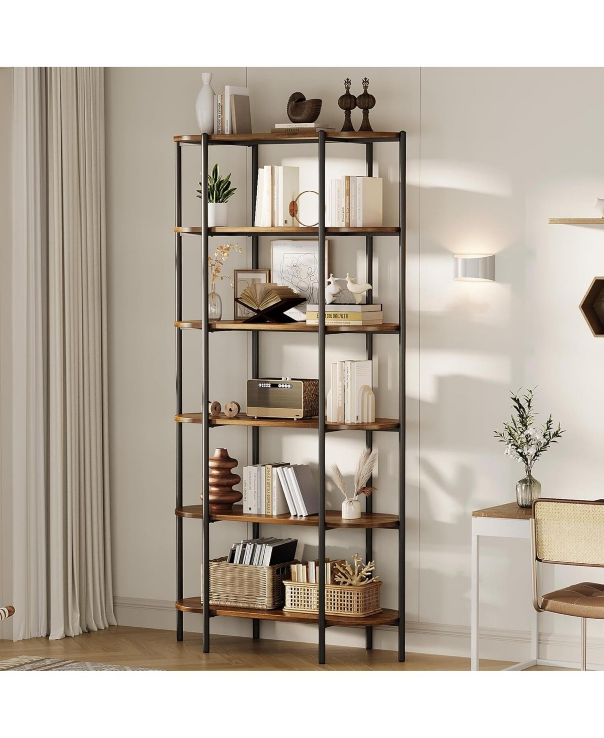 Click here for gaomon 6 Tier Vintage Oval Industrial Bookshelf Me... prices