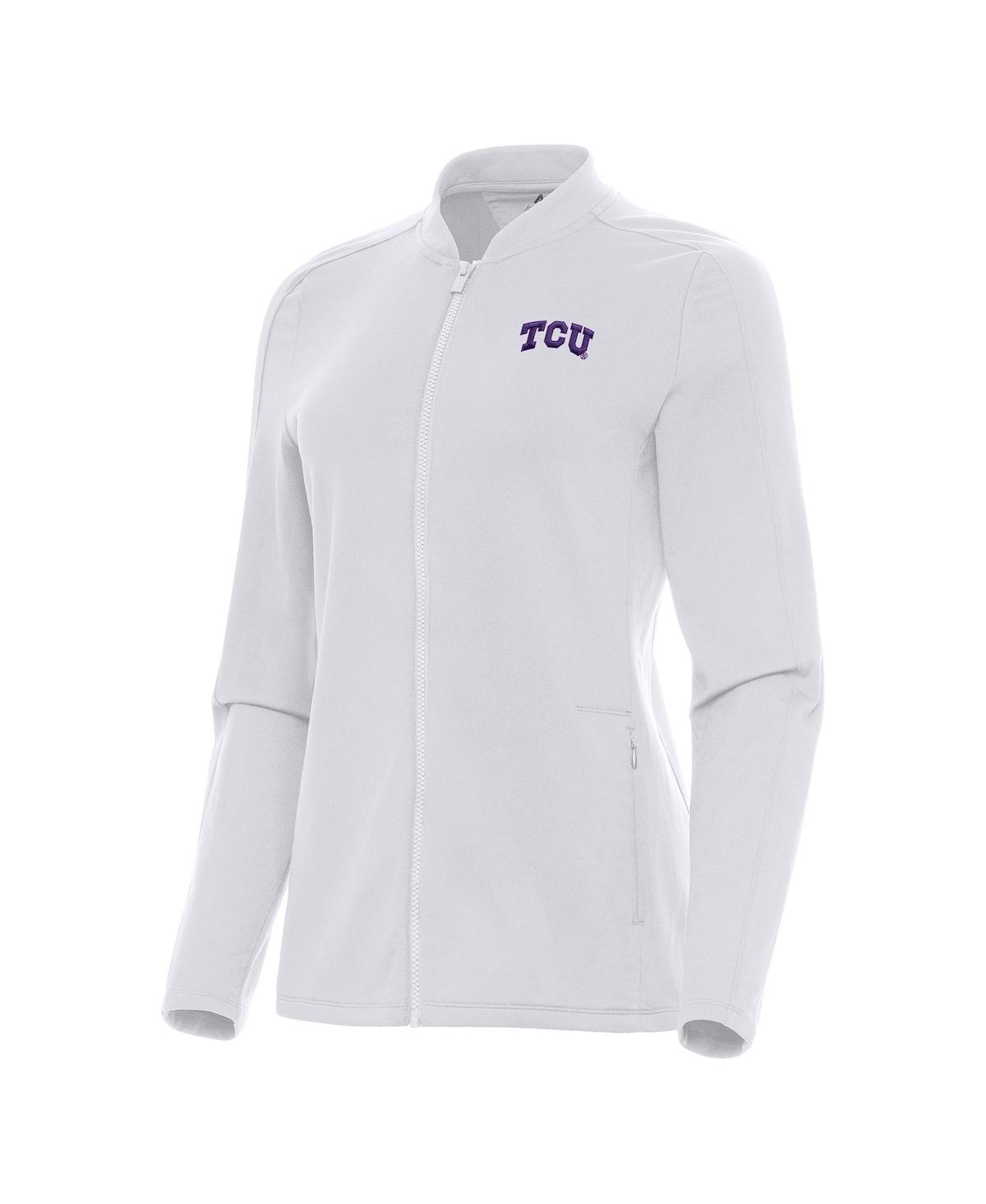Click here for Antigua Womens White Tcu Horned Frogs Continual Fu... prices
