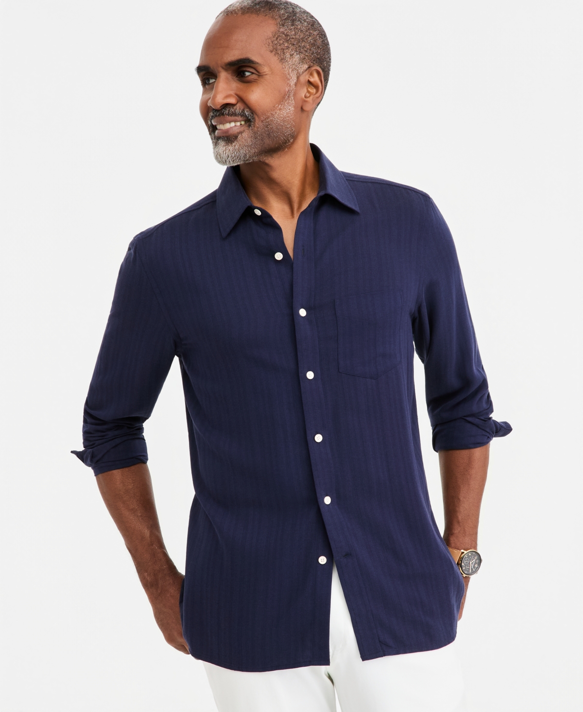 Click here for Club Room Mens Solid Silk Blend Long-Sleeve Shirt... prices