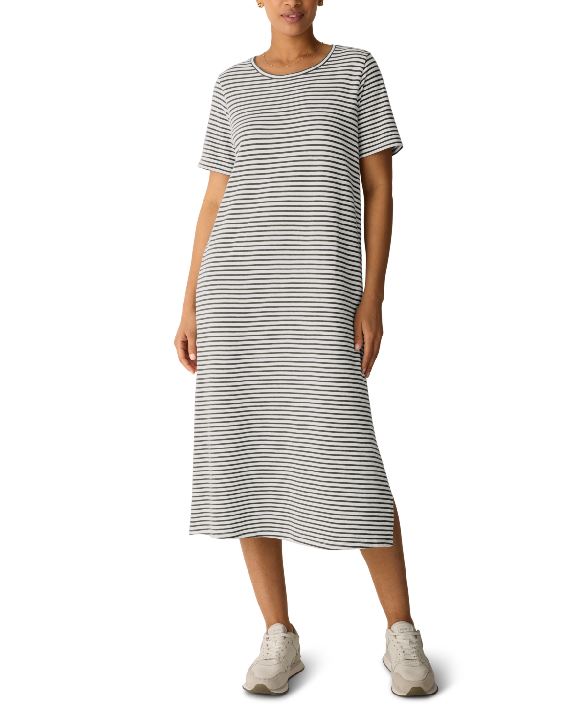 Click here for Eileen Fisher Womens Round Neck Short-Sleeve Midi... prices