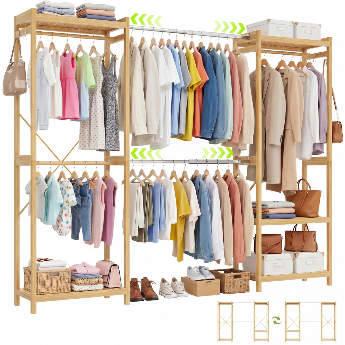 Click here for Aheaplus Bamboo Closet System with 5 Hanger Rods a... prices