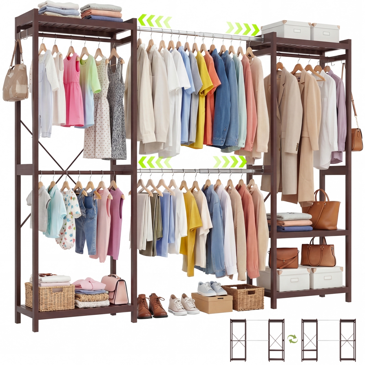 Click here for Aheaplus Bamboo Closet System with 5 Hanger Rods a... prices