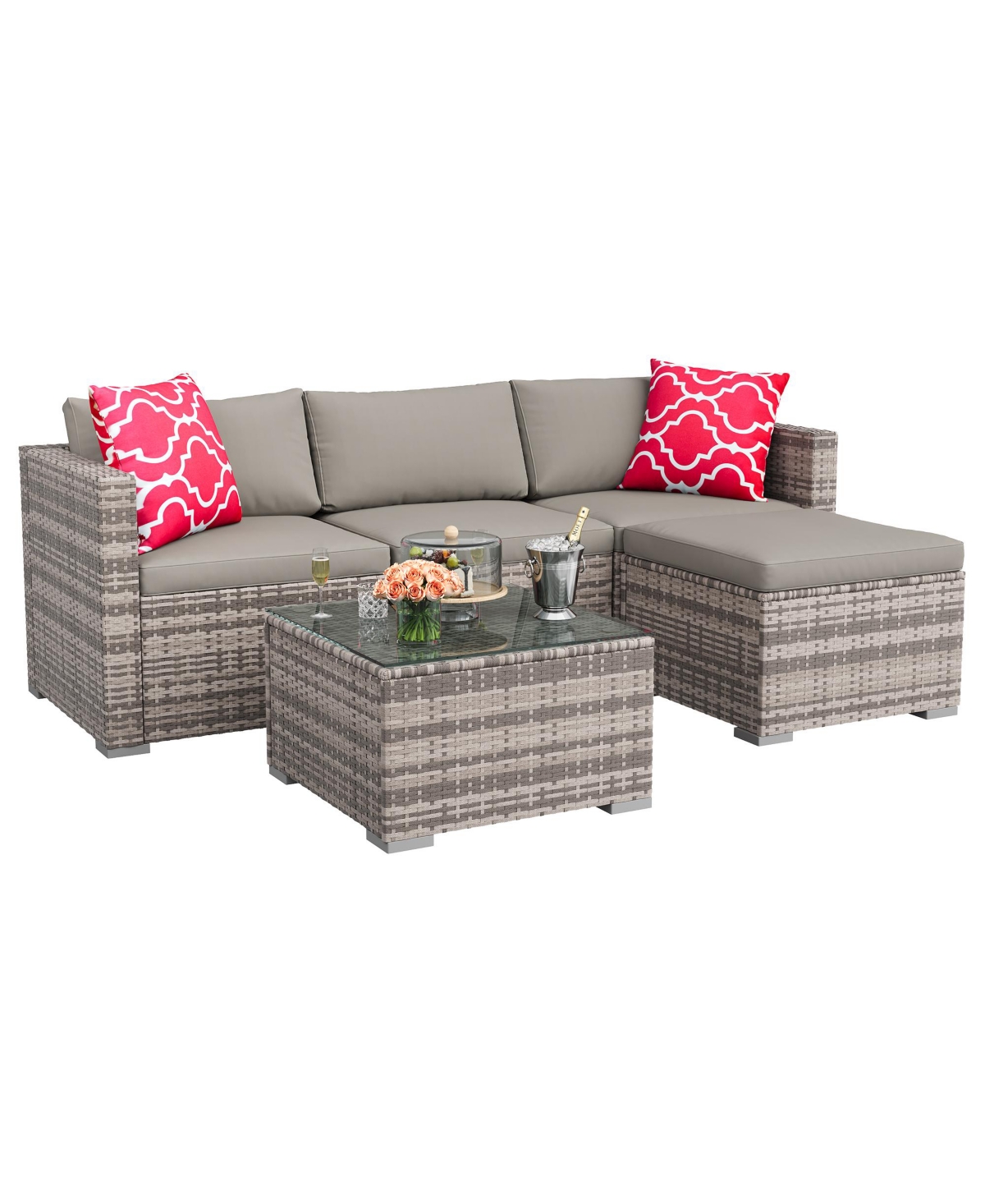 Click here for homfan Outdoor Patio Furniture Set with Modular Wi... prices