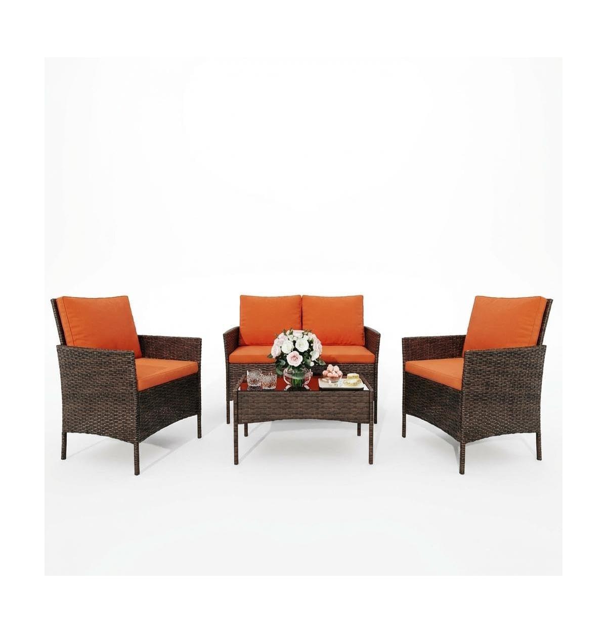 Click here for gaomon Patio Rattan Set with Glass Table Wicker an... prices