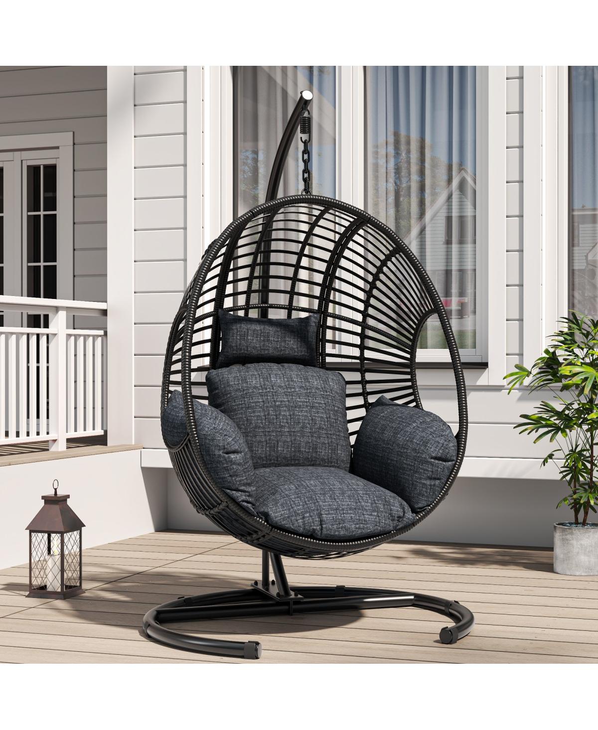 Click here for Asagikoiai Outdoor Hanging Rattan Basket Chair wit... prices