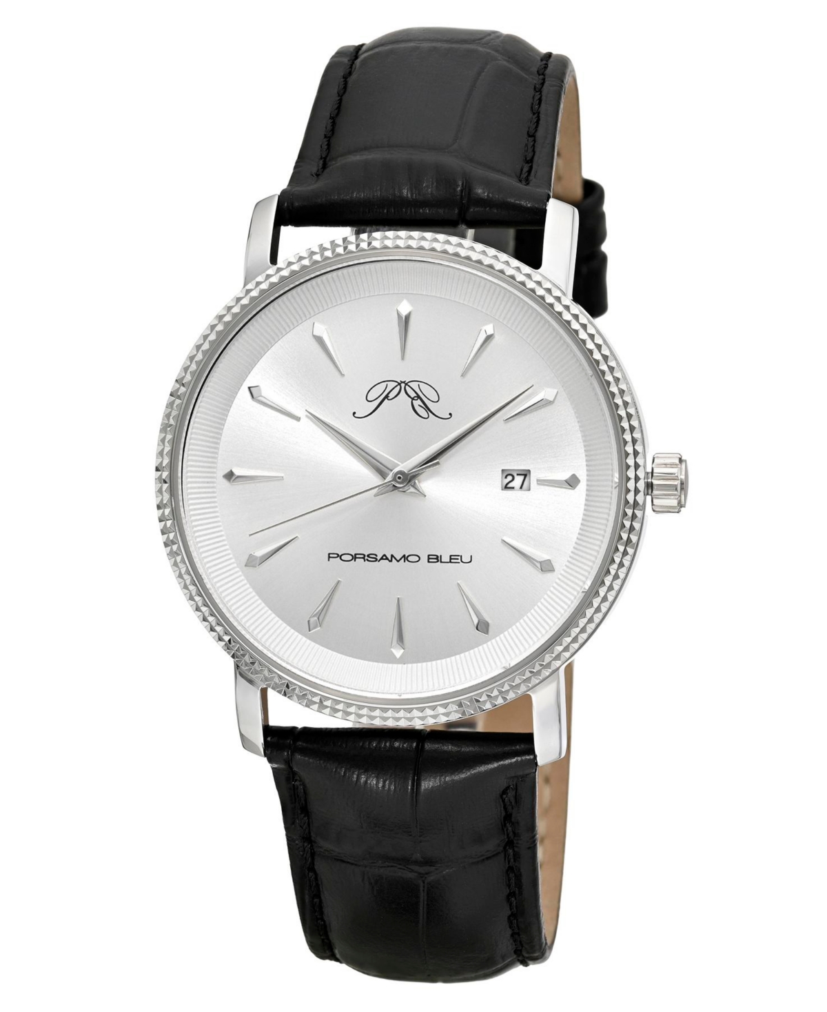 Click here for Porsamo Bleu Mens Veritas 2 Round Black Genuine Le... prices