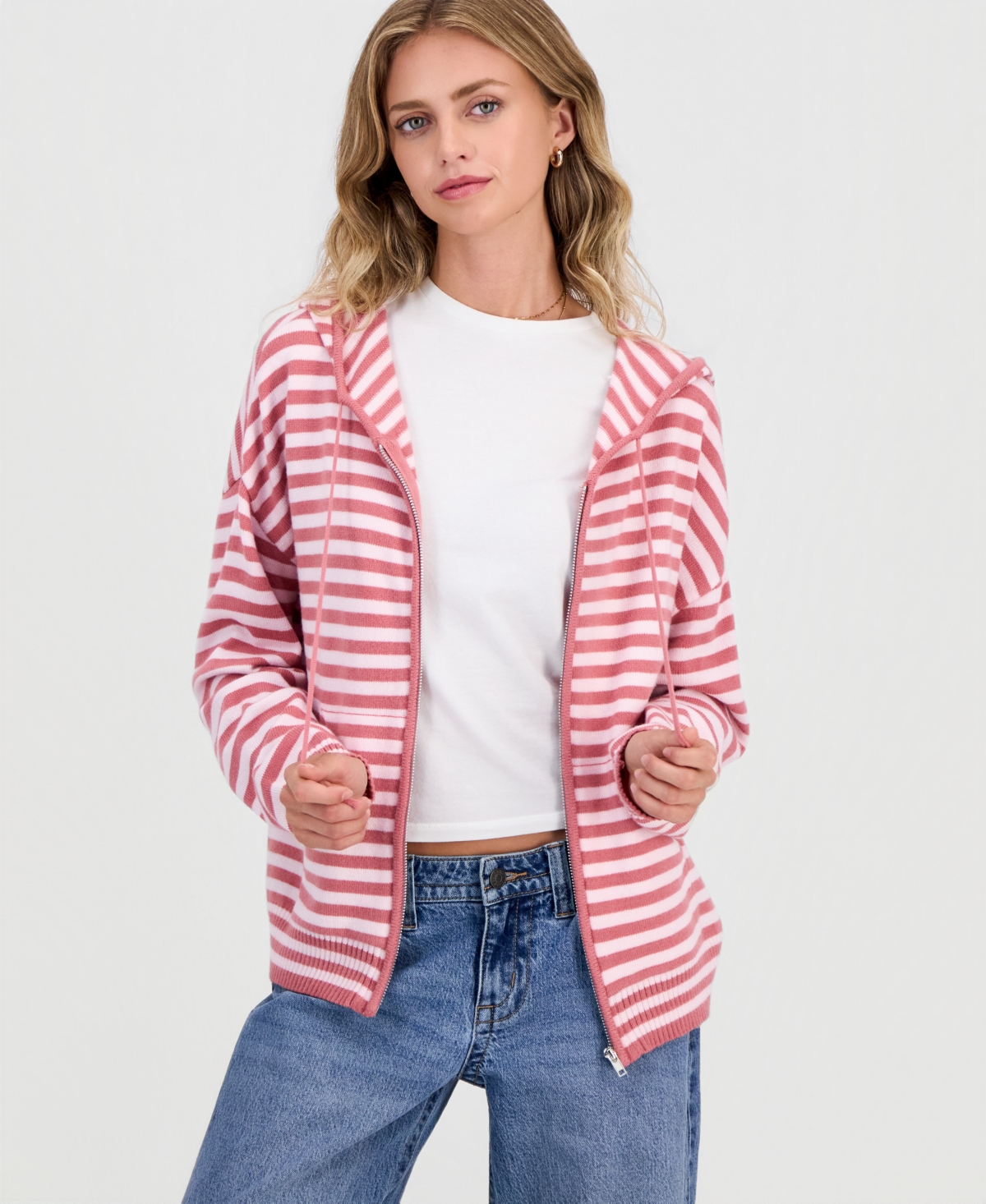 Click here for Ultra Flirt Juniors Striped Full-Zip Hoodie Sweate... prices