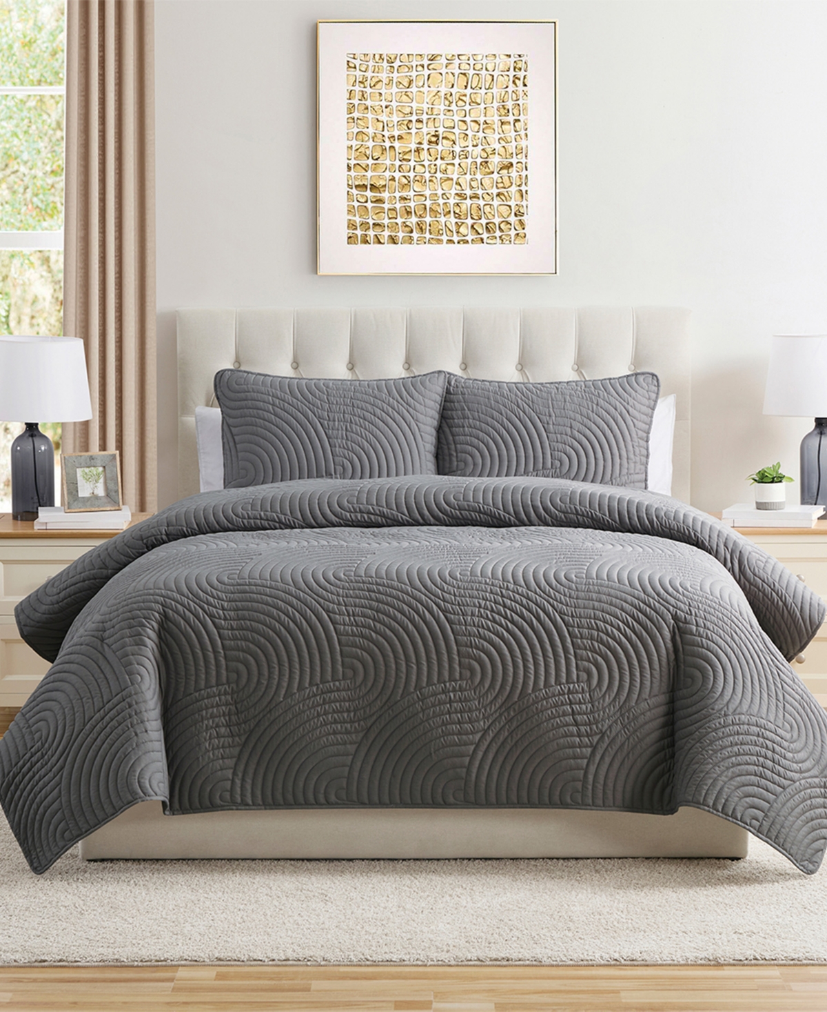 Click here for Vcny Home Sands 3-Piece Curved Quilt Set  King - G... prices