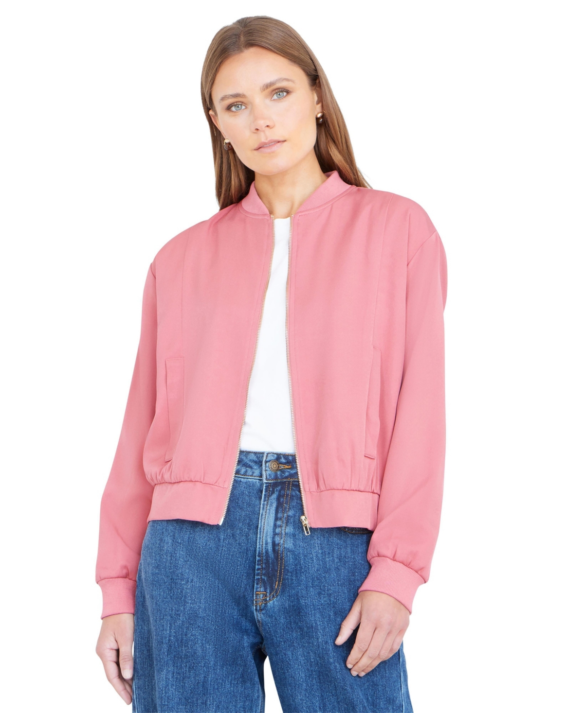 Click here for Yumi Womens Relaxed Lightweight Bomber Jacket - Pi... prices