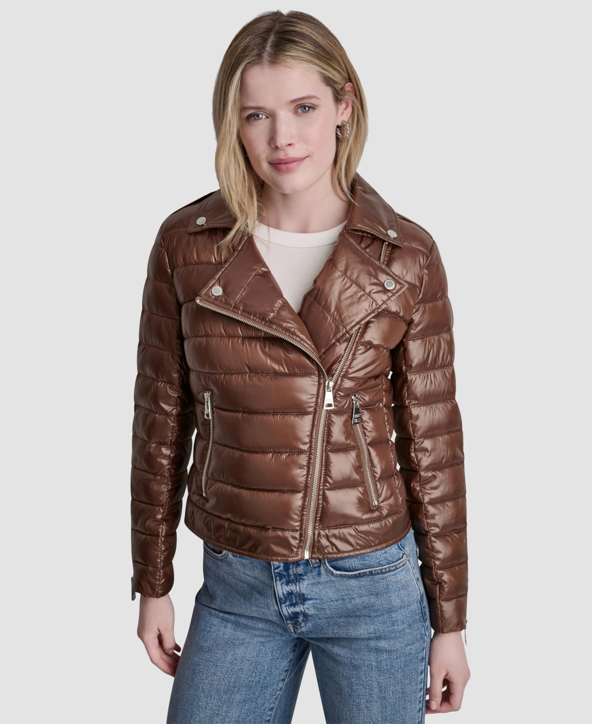 Click here for Dkny Jeans Womens Moto Style Lightweight Puffer Ja... prices