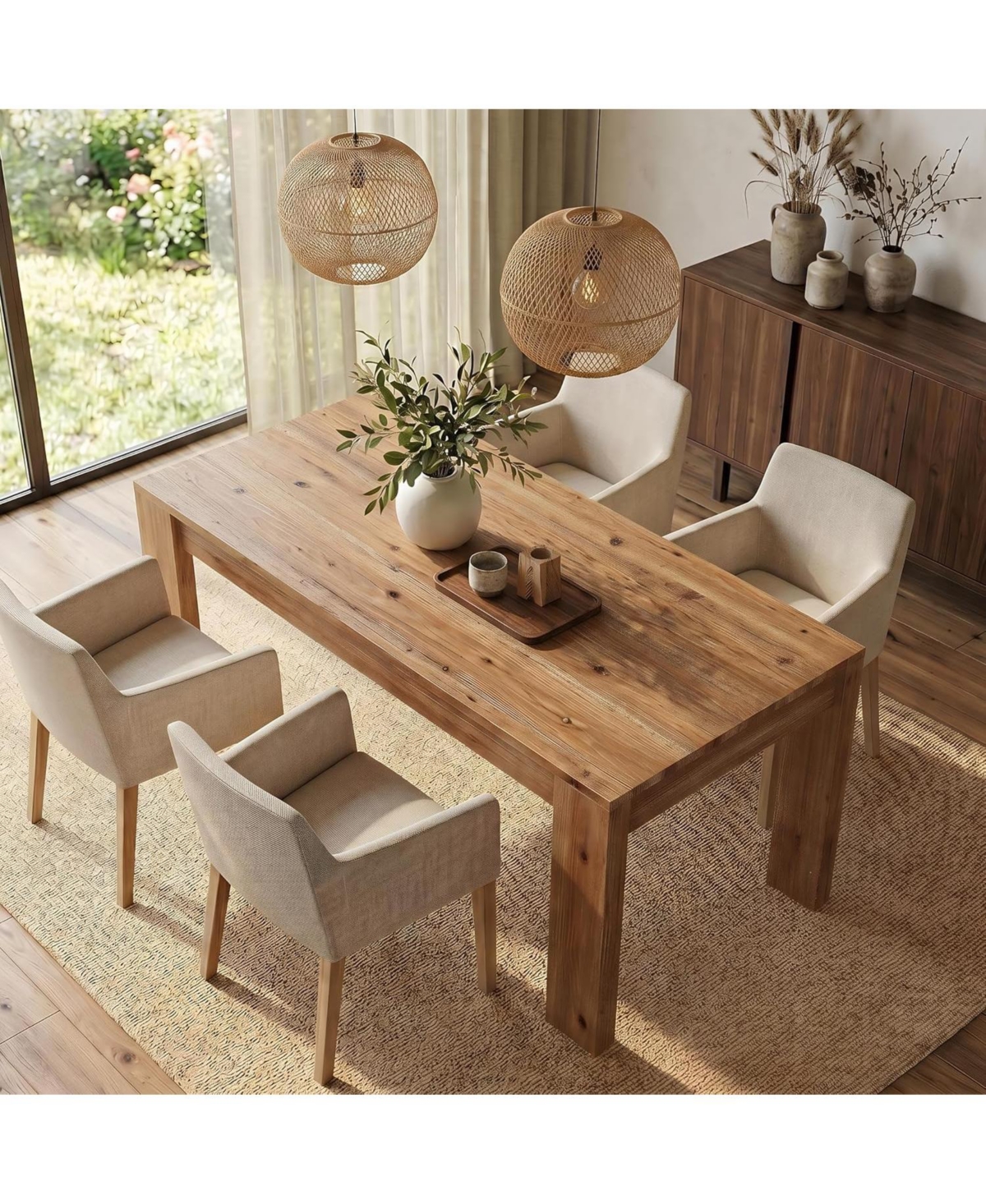 Click here for Tribesigns 55.12 Solid Wood Rectangular Dining Tab... prices