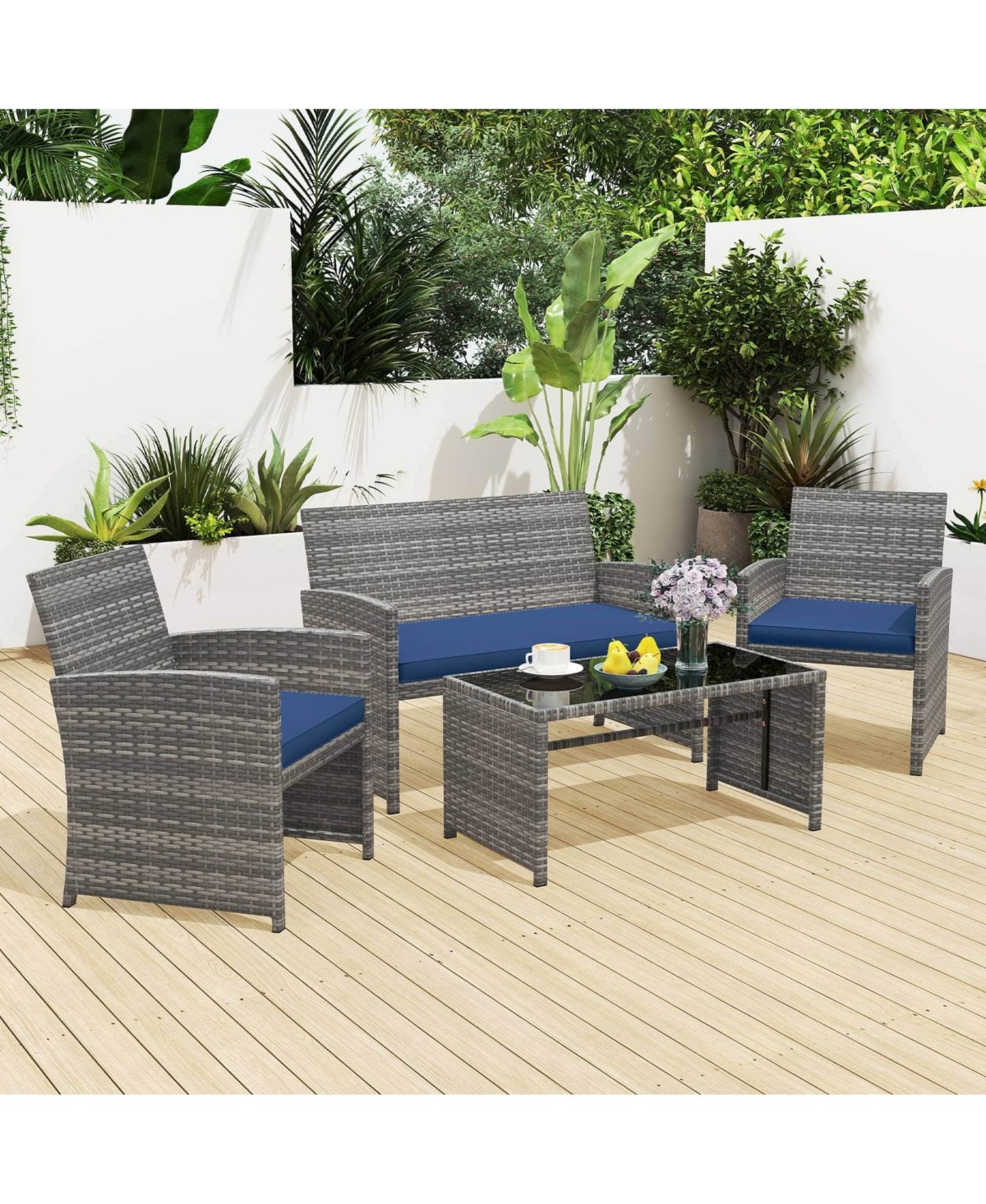 Click here for Costway Patio Furniture Set with Tempered Glass Co... prices