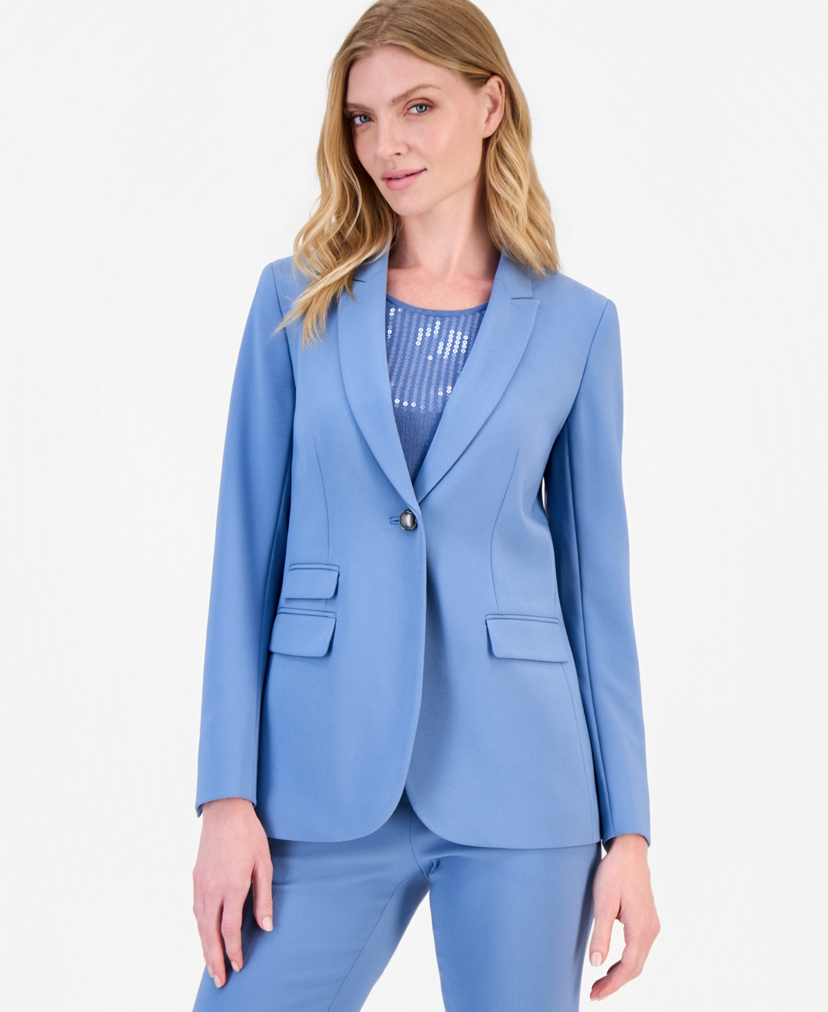 Click here for Anne Klein Womens Triple-Pocket One-Button Blazer... prices