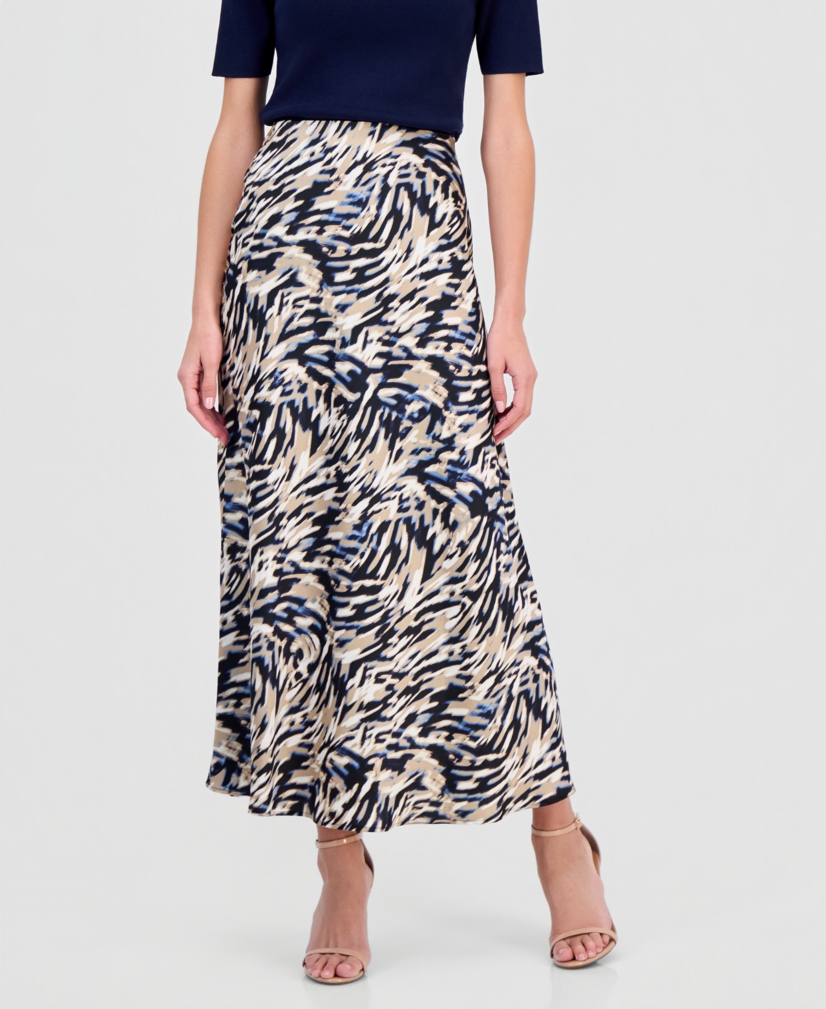 Click here for Anne Klein Womens Printed Bias-Cut Maxi Skirt - Du... prices