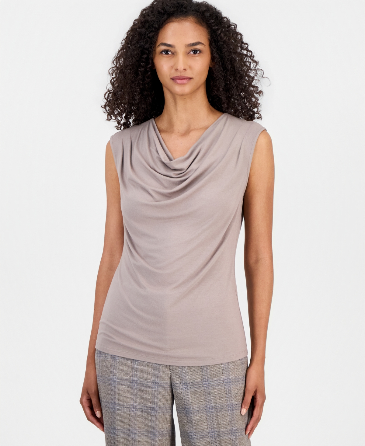 Click here for Anne Klein Womens Pleated Cowl-Neck Sleeveless Top... prices
