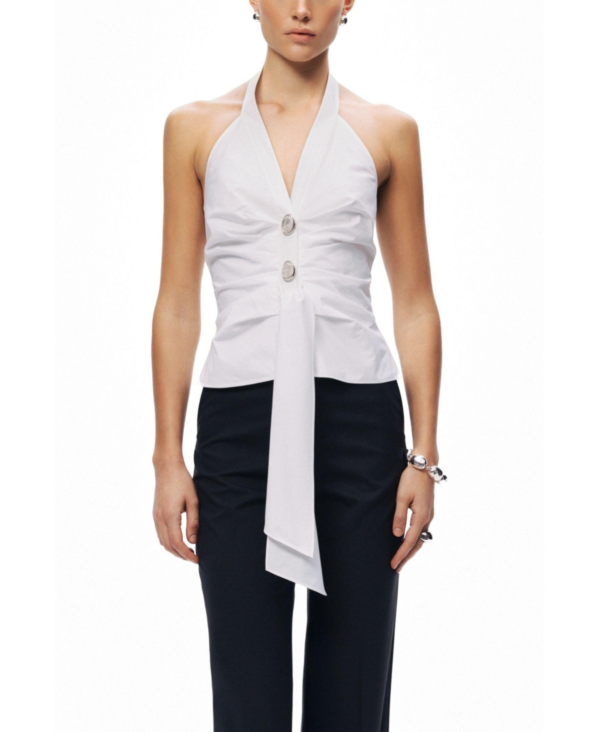 Click here for Nocturne Womens Halter Neck Tie Detail Blouse - Op... prices