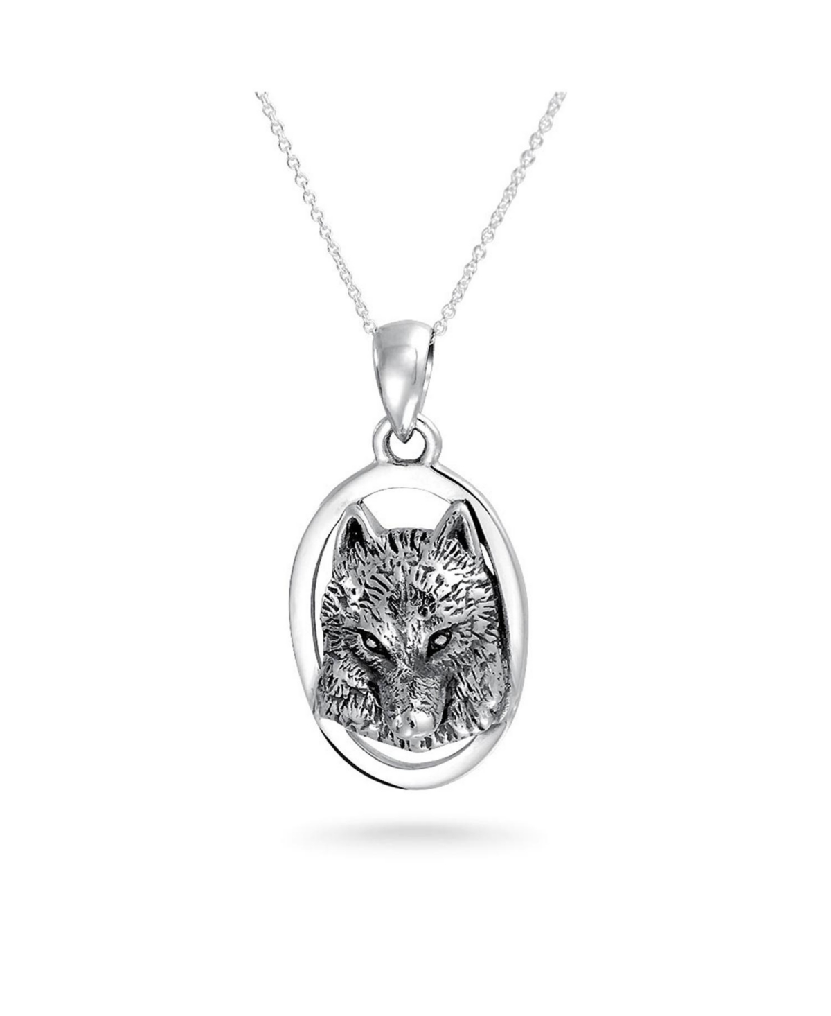 Click here for Bling Jewelry Wolf Pendant Necklace Oval Animal To... prices