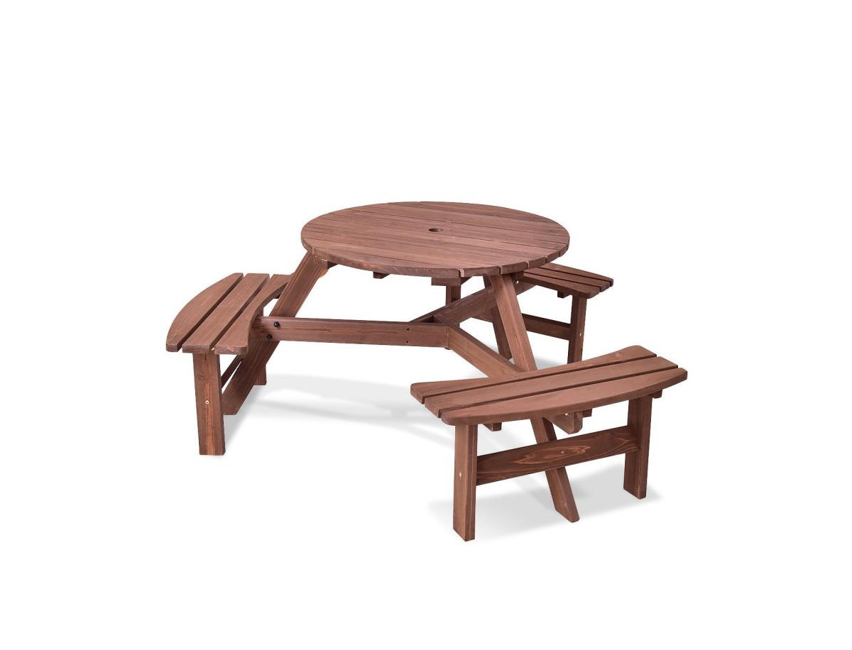 Click here for Mondawe 6 Person Wooden Picnic Table Set with Buil... prices