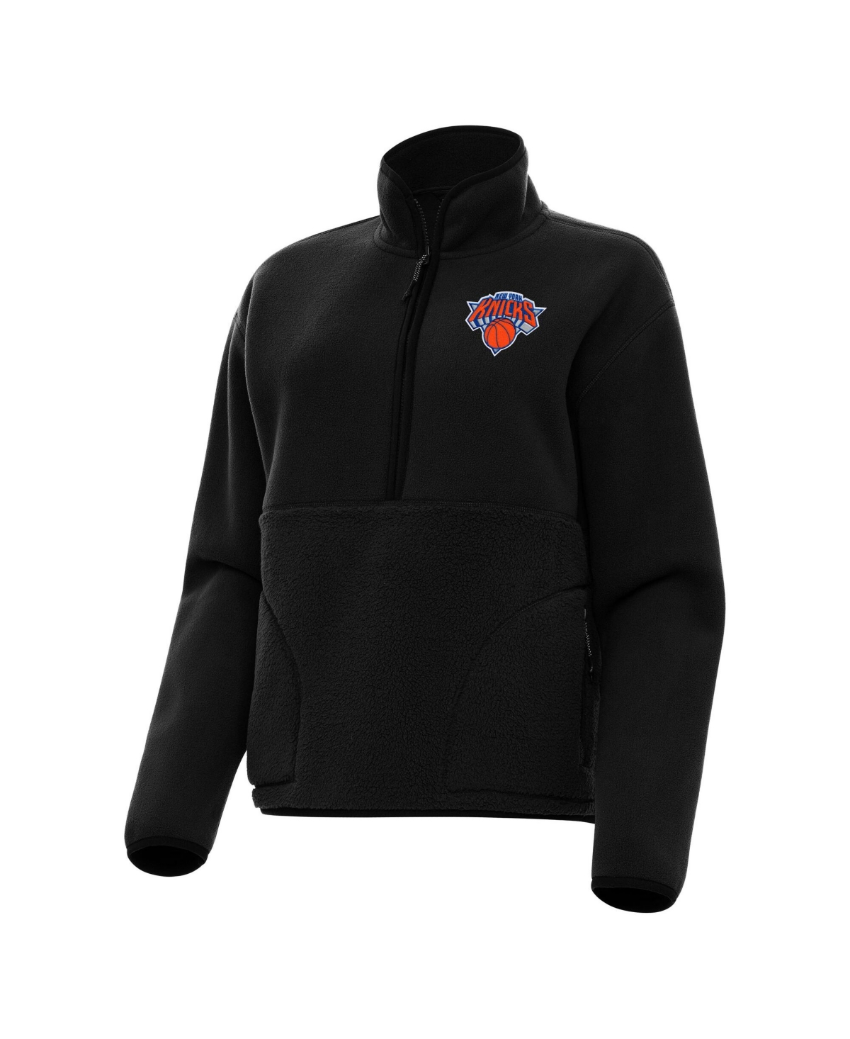 Click here for Antigua Womens Black New York Knicks Figure Half-Z... prices