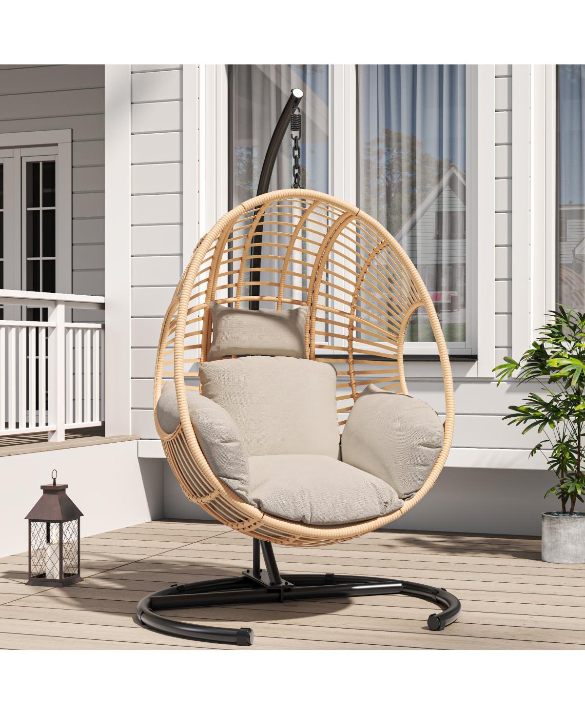 Click here for Asagikoiai Outdoor Hanging Rattan Basket Chair wit... prices