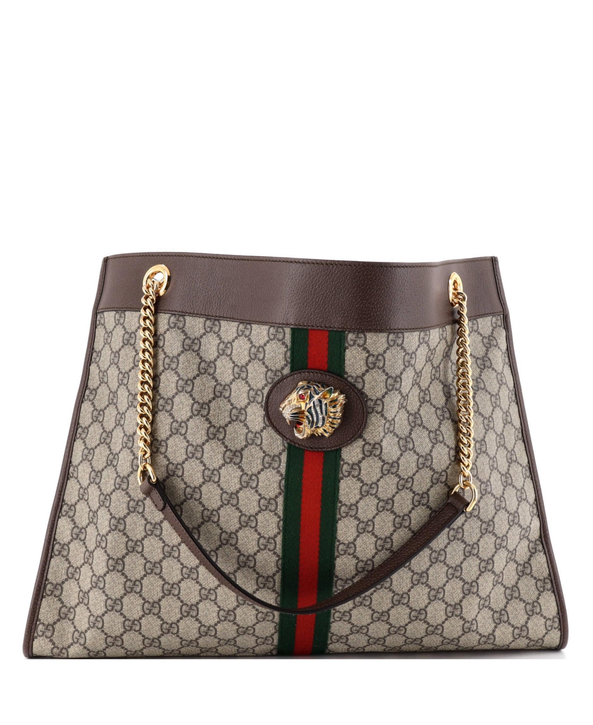 Click here for Pre-Owned Gucci Large Rajah Chain Tote Gg Coated C... prices
