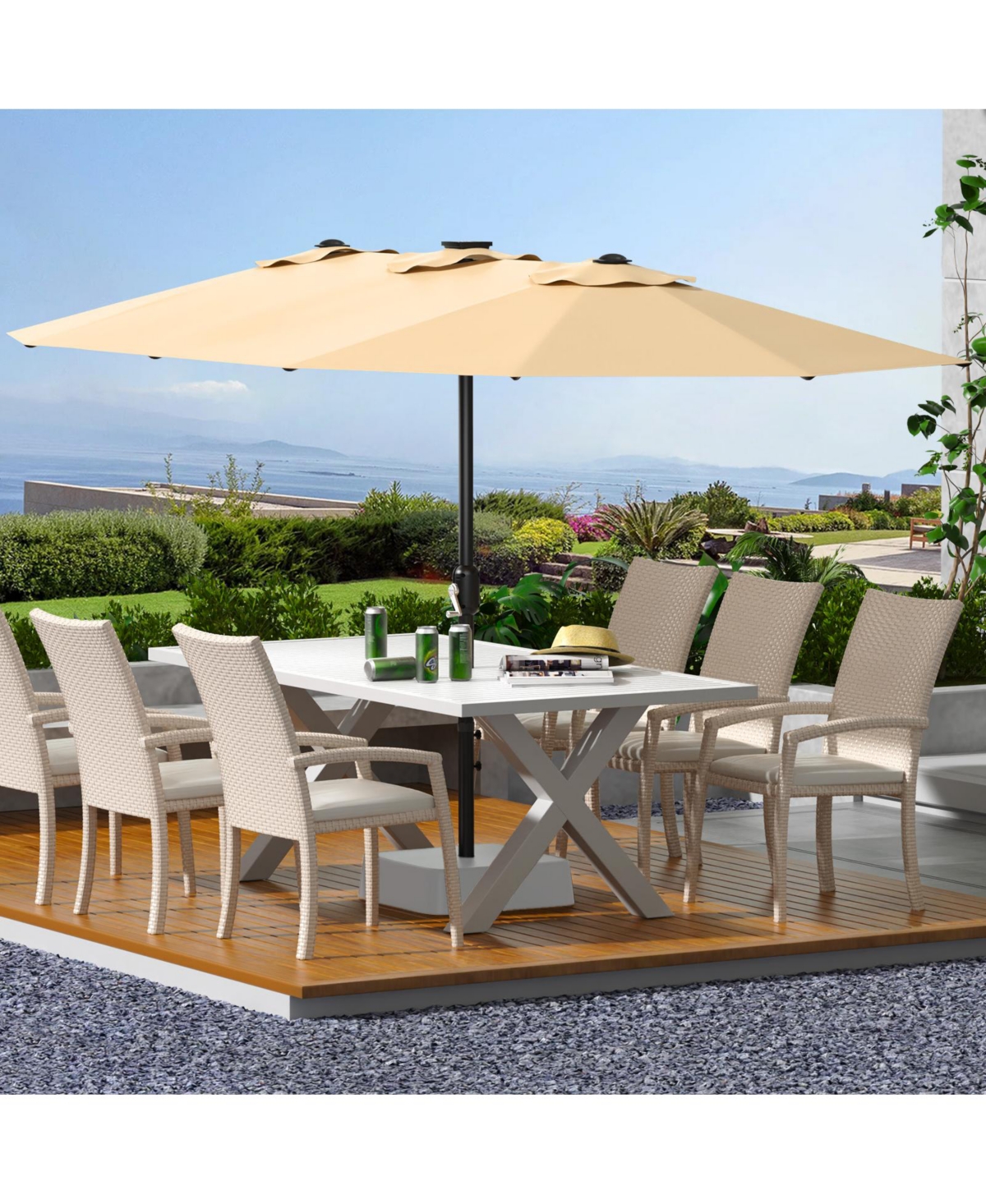 Click here for gaomon 13FEET 3-Head Outdoor Patio Umbrella for Po... prices