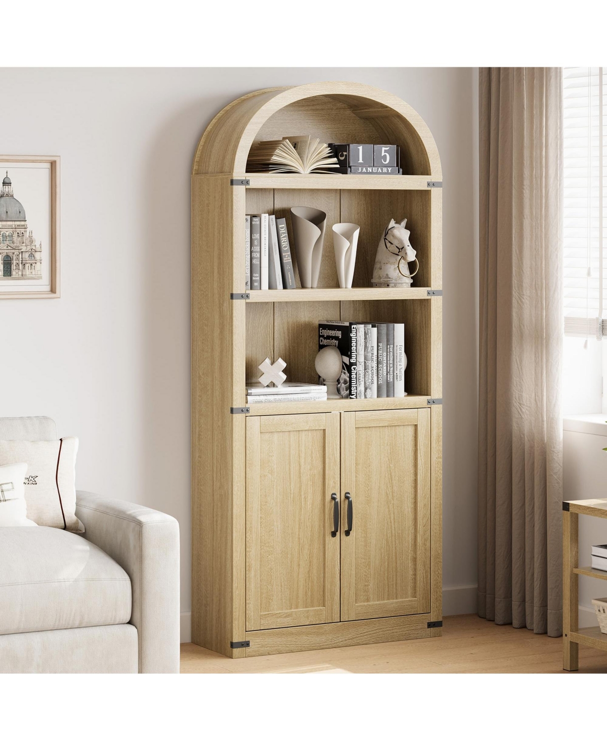 Click here for gaomon Bookcase with Doors Arched Bookshelf 71.65... prices