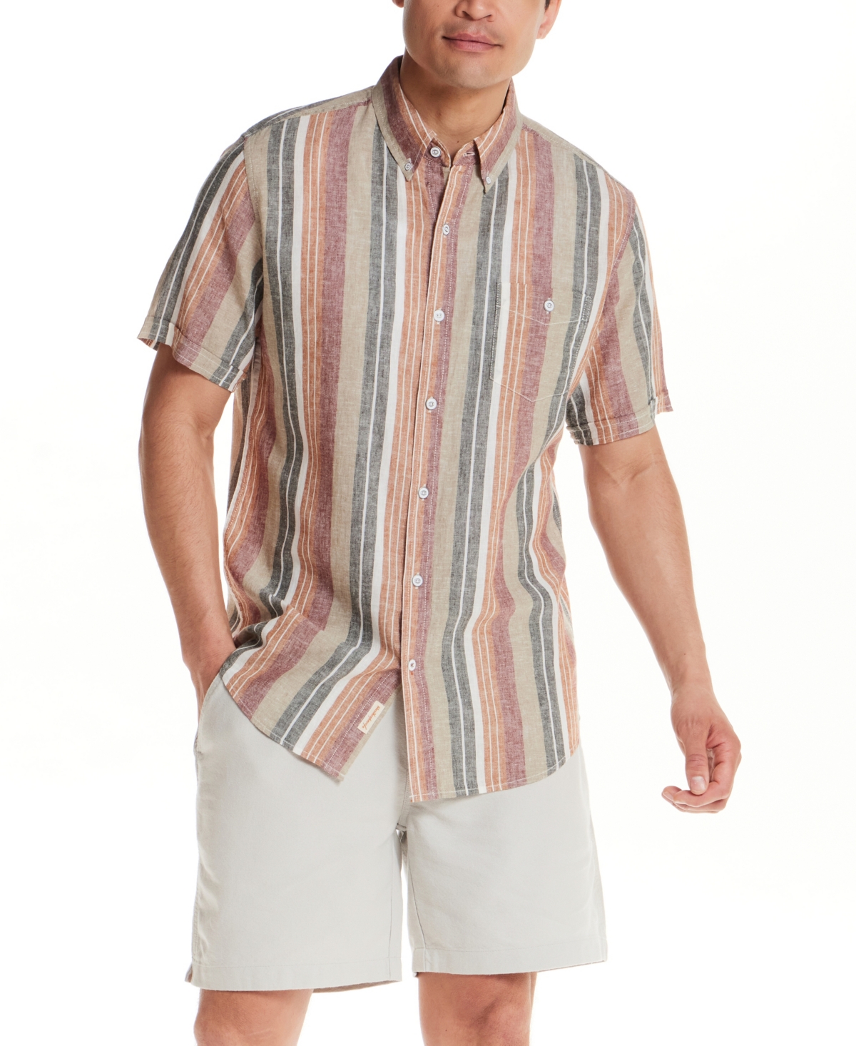 Click here for Weatherproof Vintage Mens Vertical Stripe Short-Sl... prices