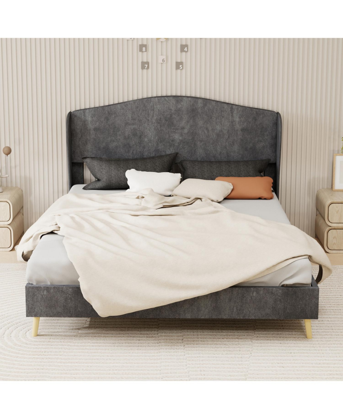 Click here for Rainsken Velvet upholstered bed Frame with Headboa... prices