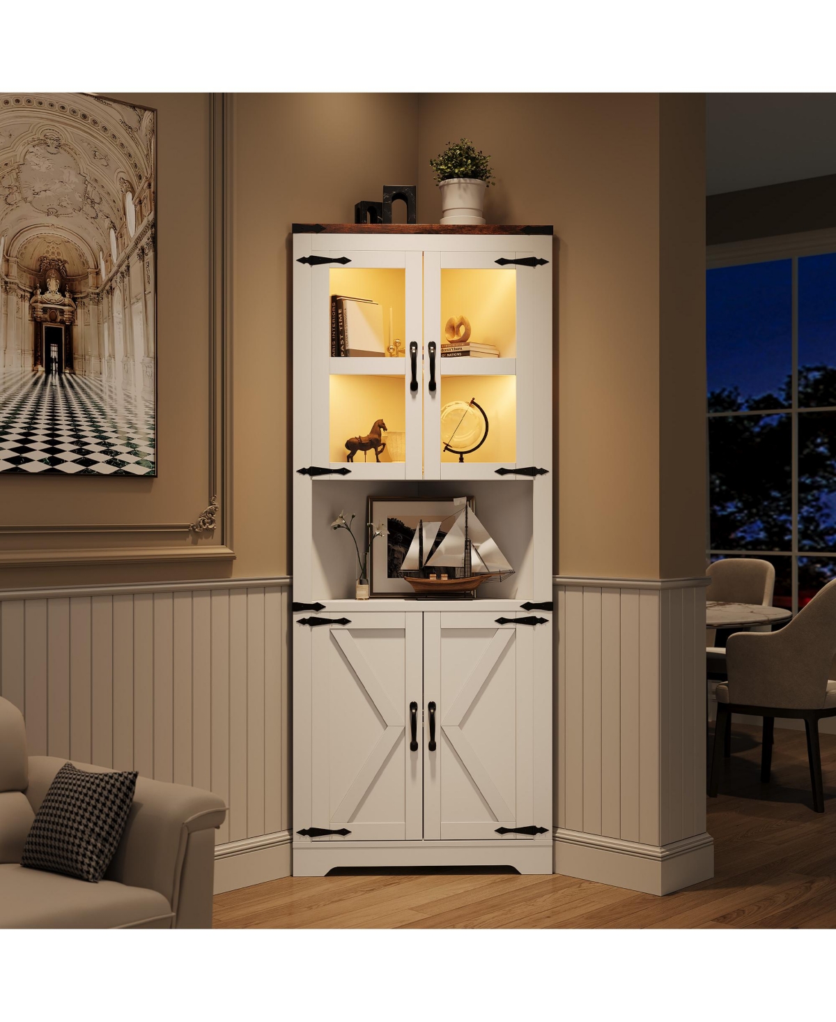 Click here for homfan 67 Tall Corner Storage Cabinet  Farmhouse C... prices