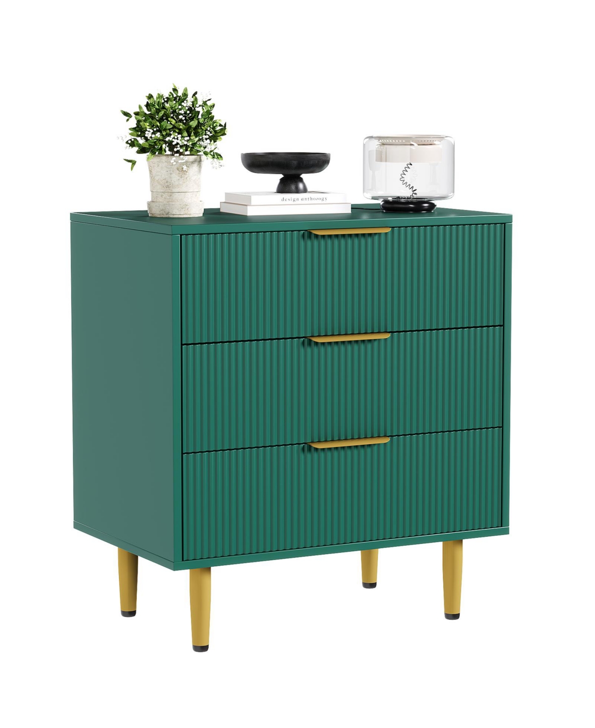 Click here for homfan Fluted 3-Drawer Dresser with Faux Marble To... prices
