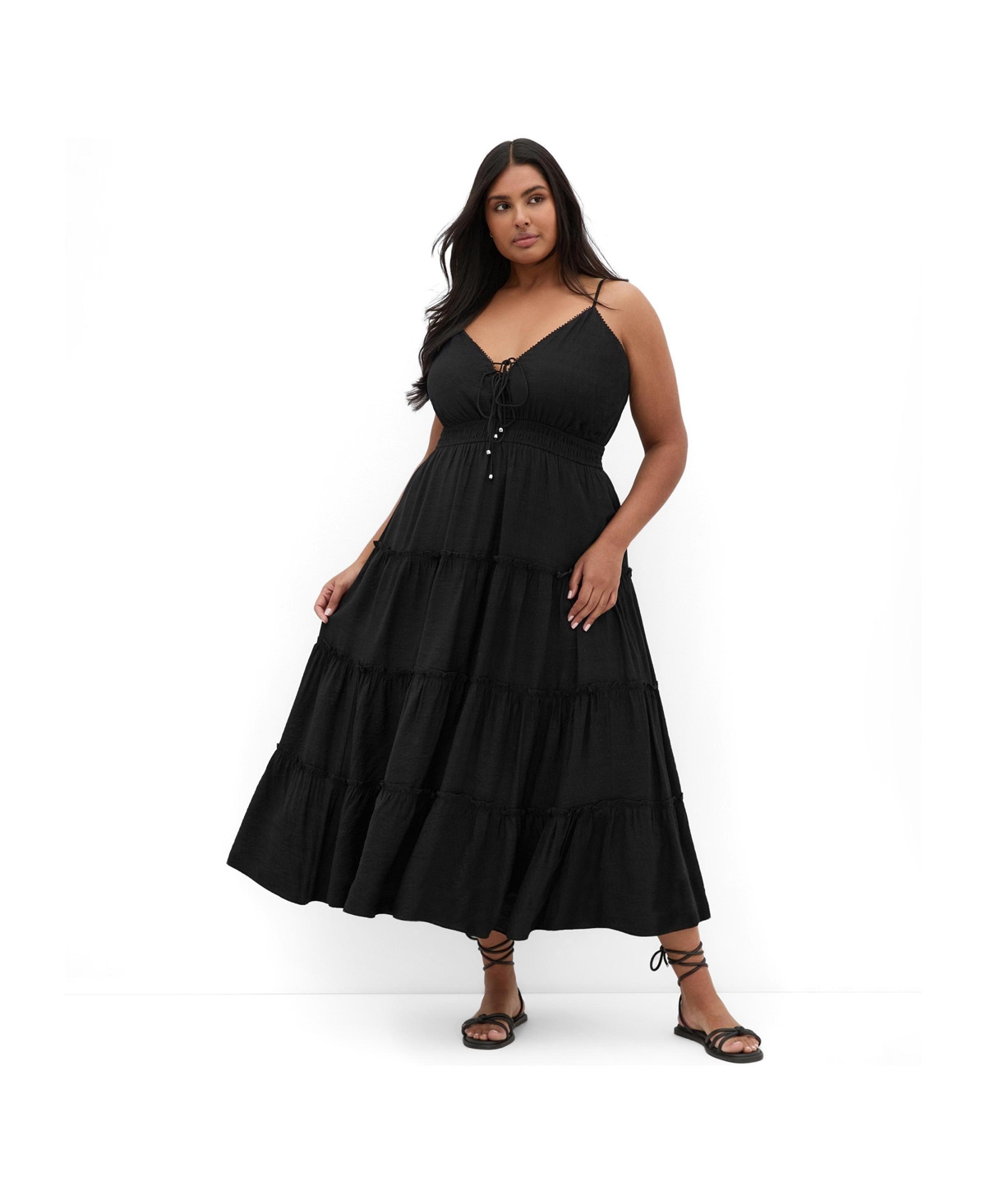 Click here for City Chic Womens Aiza Tier Maxi Dress - Black prices