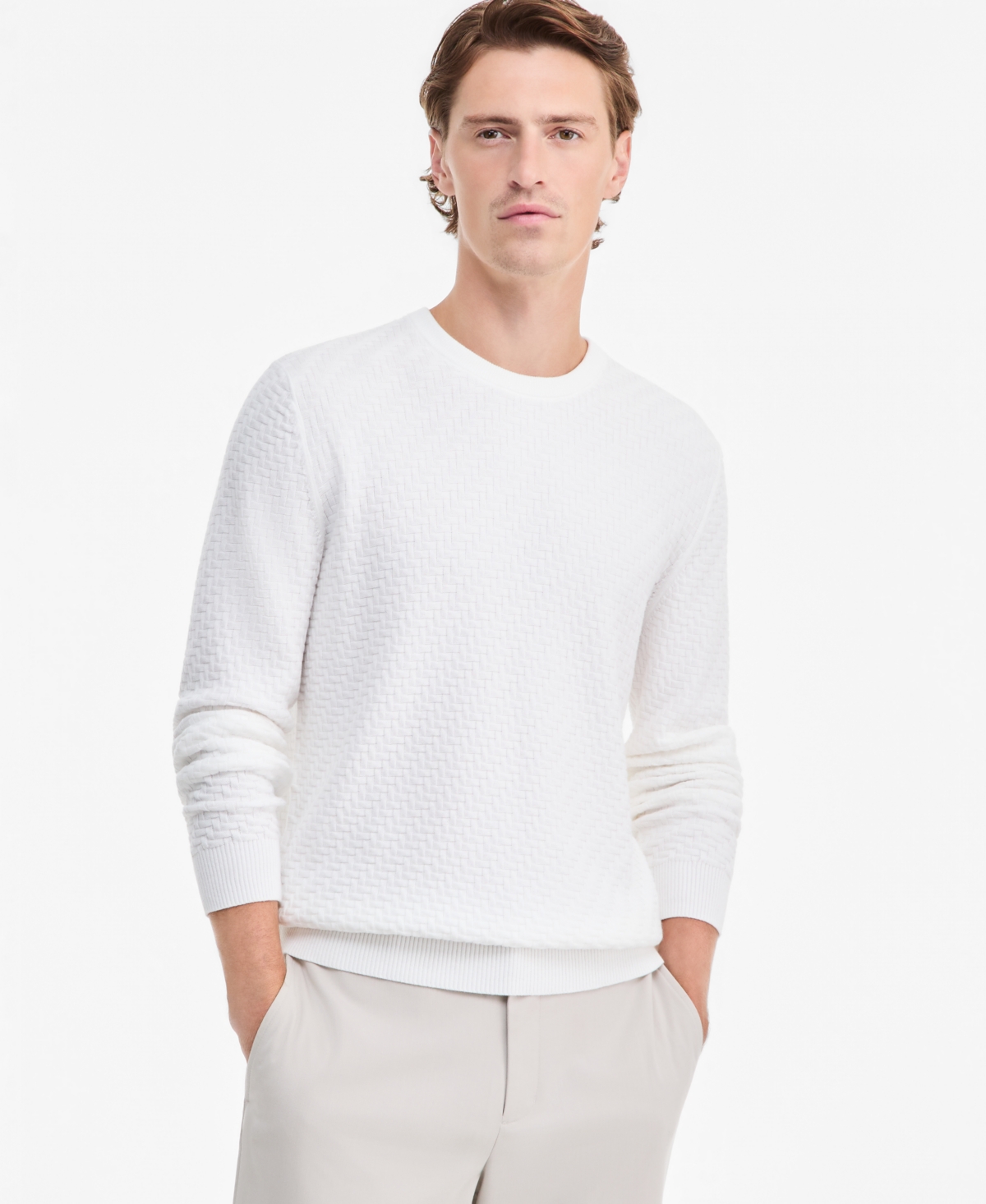 Click here for Alfani Mens Basket Weave Long-Sleeve Sweater  Macy... prices