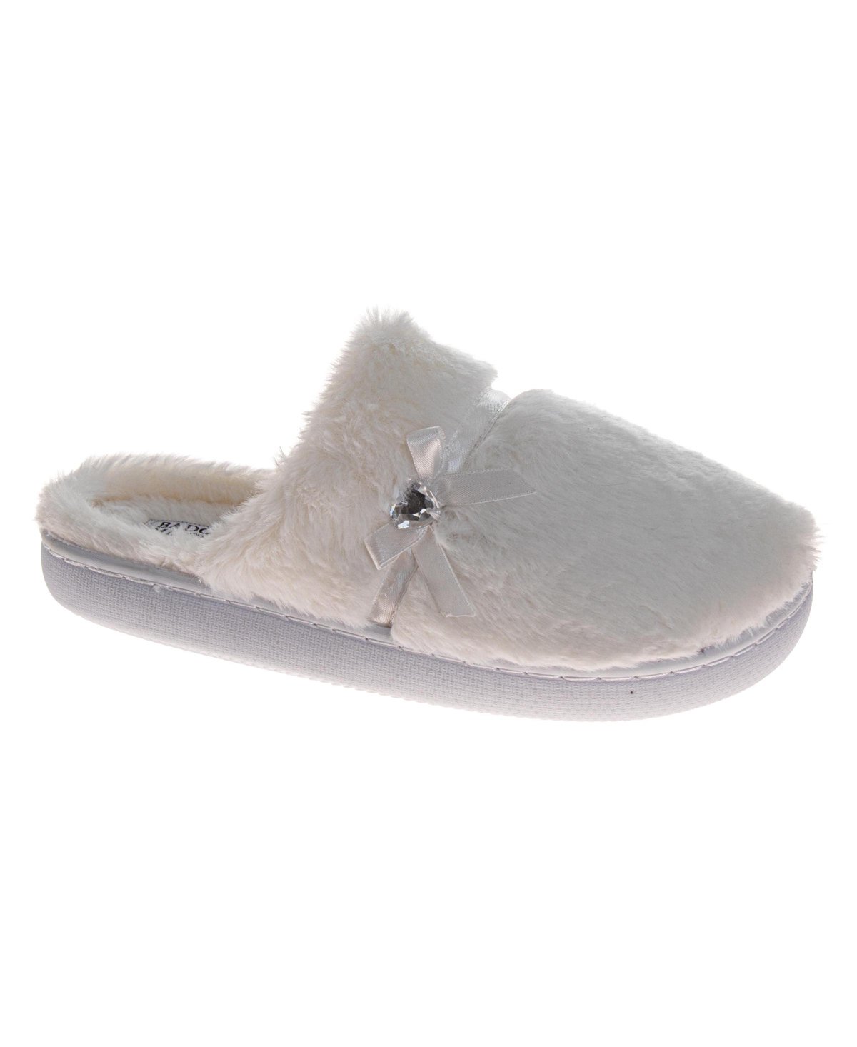 Click here for Badgley Mischka Womens Bow Slippers - White prices