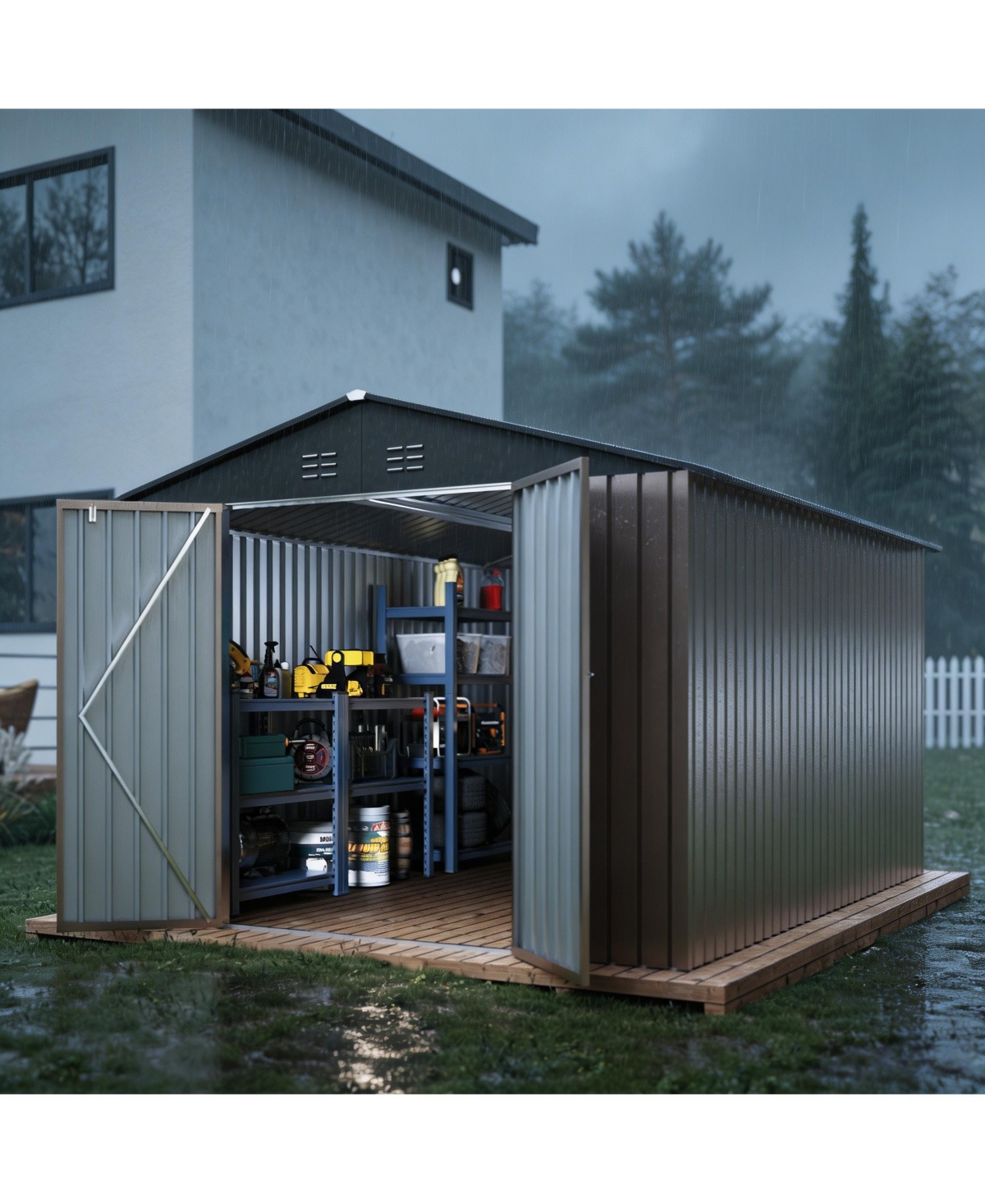 Click here for Homfan 8 x 12 Ft Galvanized Steel Outdoor Storage... prices