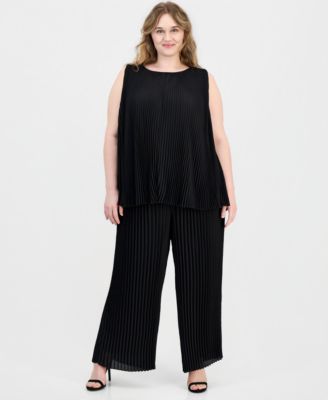 Click here for Anne Klein Plus Size Round Neck Sleeveless Pleated... prices