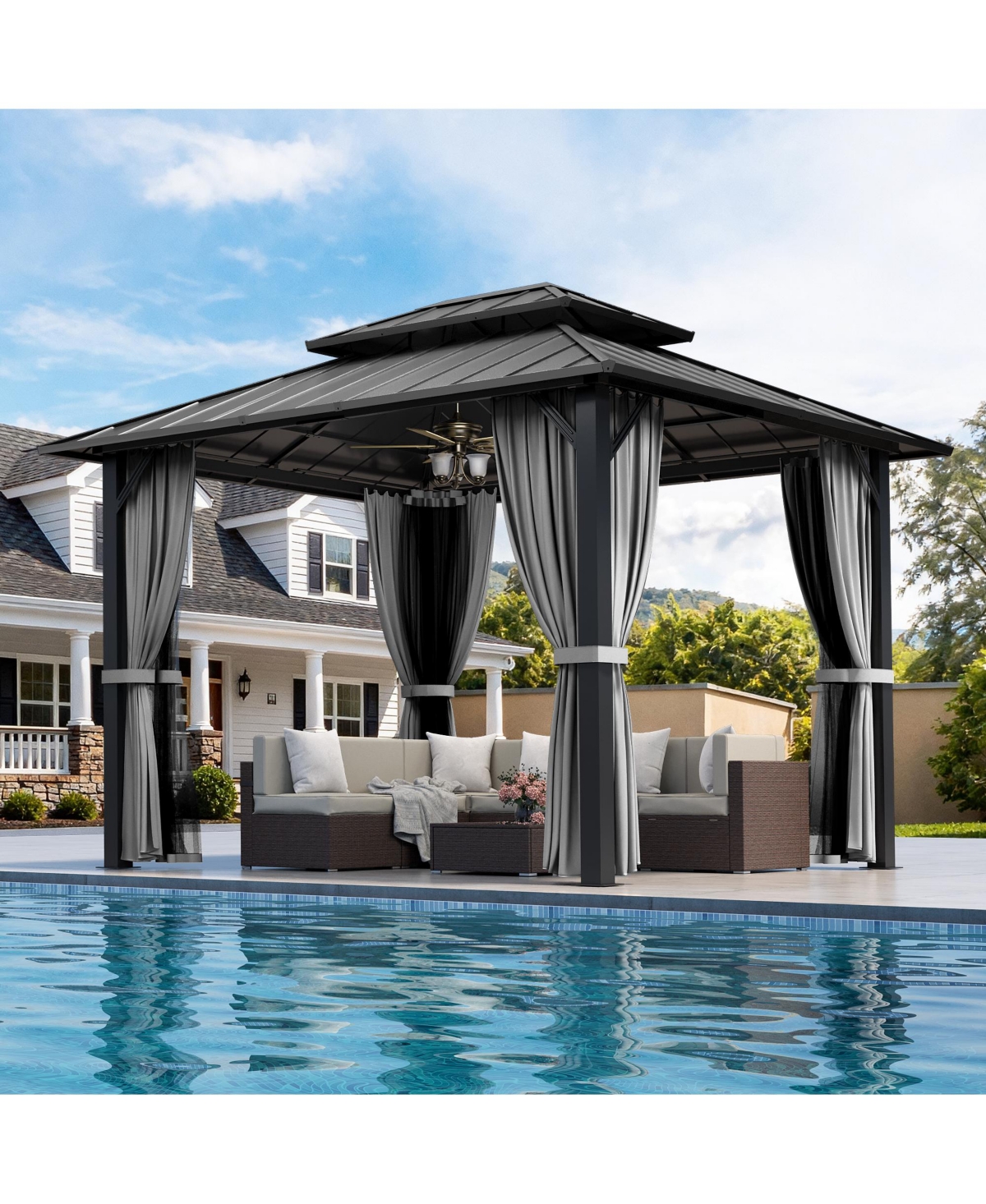 Click here for Pamapic Hardtop Gazebo  Galvanized Steel Double Ro... prices