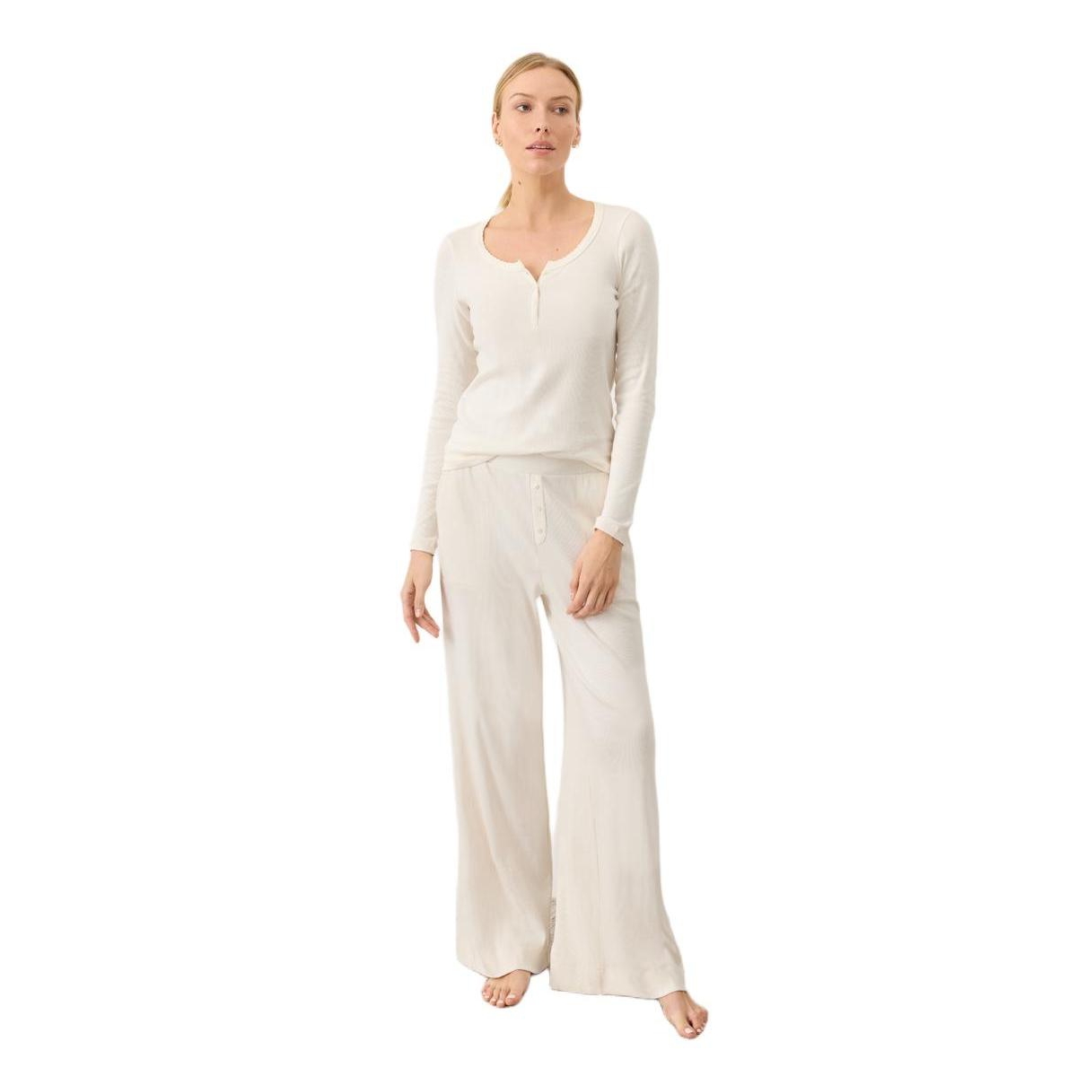 Click here for Pact Womens Dream Rib Wide Leg Lounge Pant - Cream prices