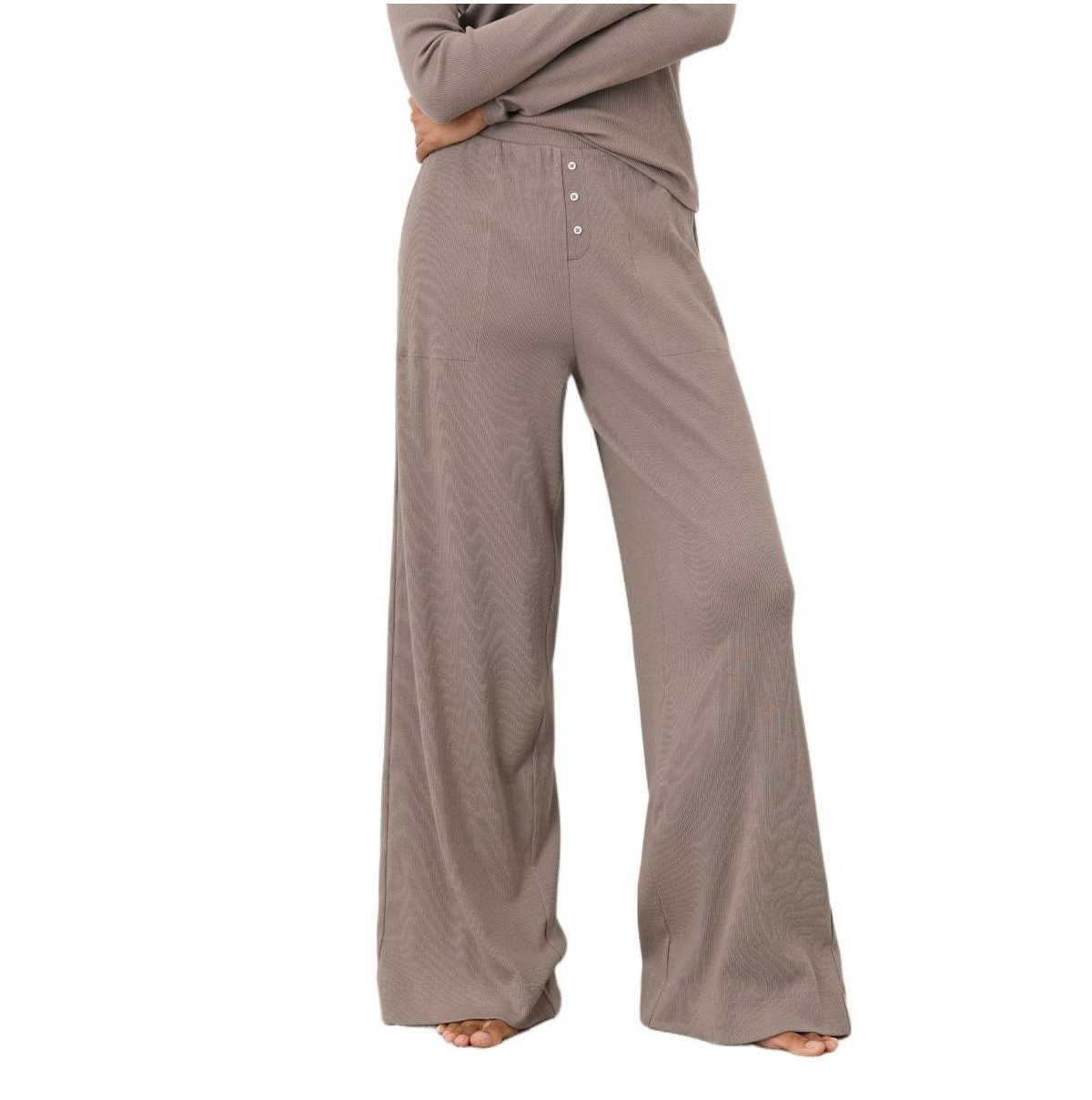 Click here for Pact Womens Dream Rib Wide Leg Lounge Pant - Brown prices