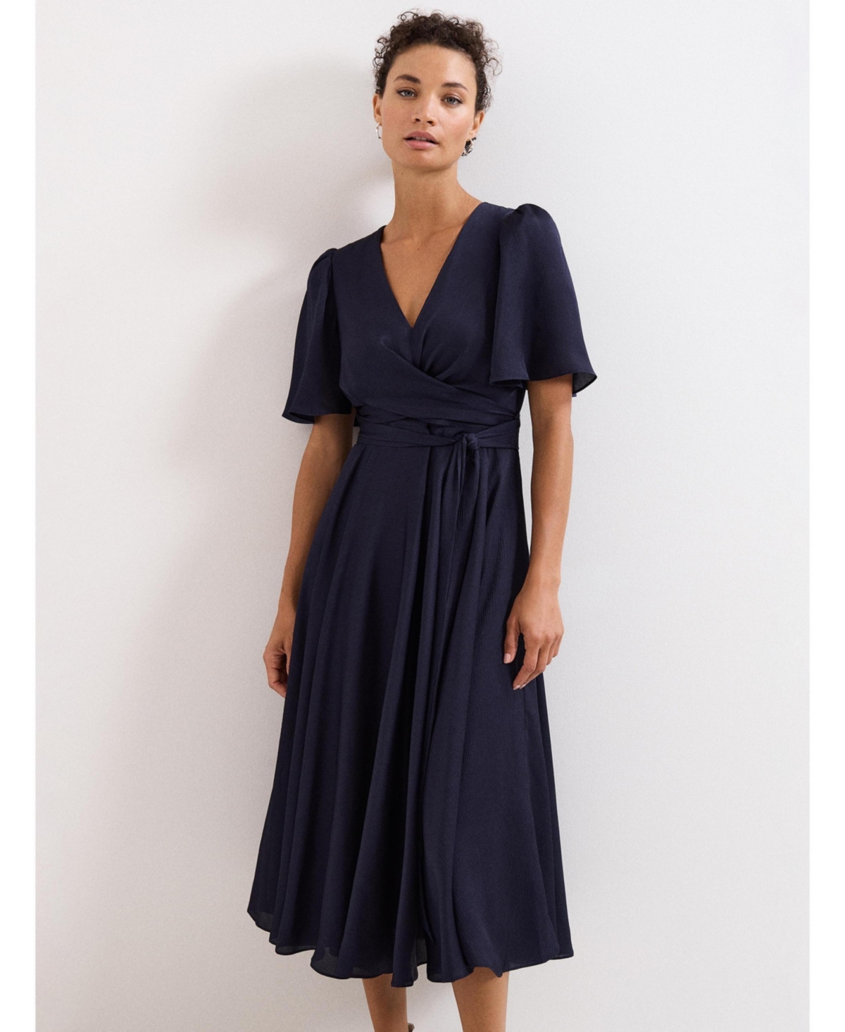 Click here for Phase Eight Womens Petite Abbie V-Neck Dress - Nav... prices