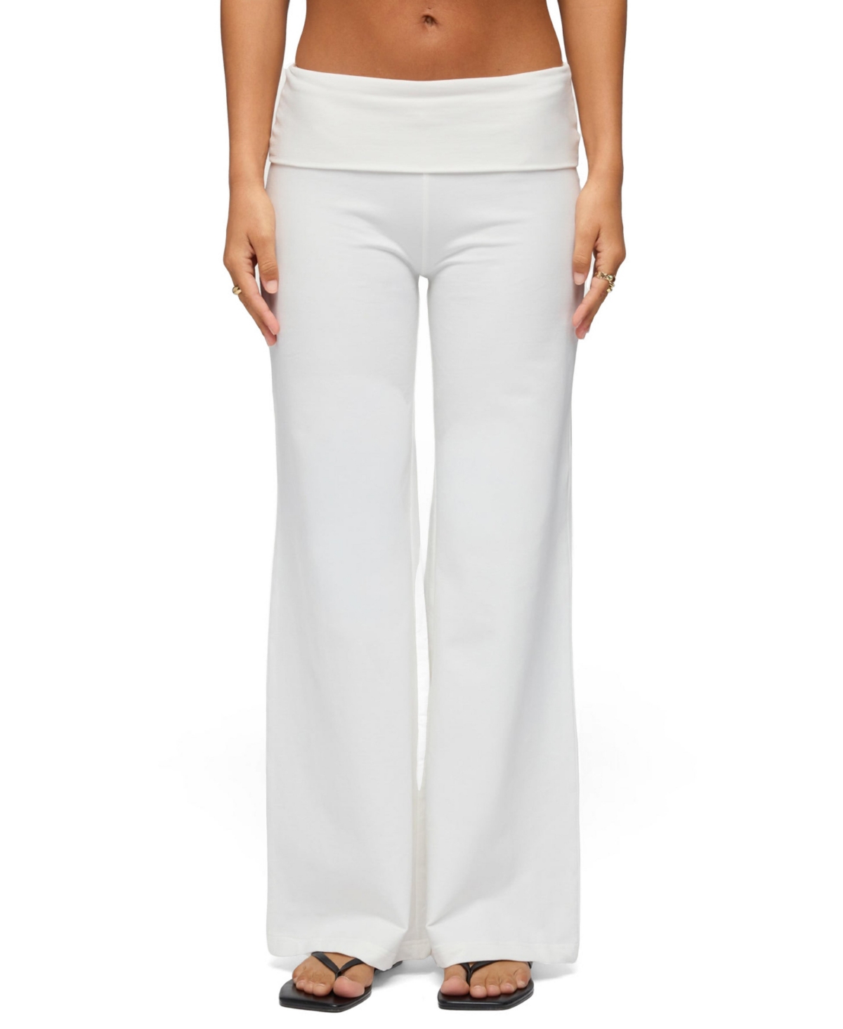 Click here for Edikted Womens Wide Leg Foldover Pants - White prices