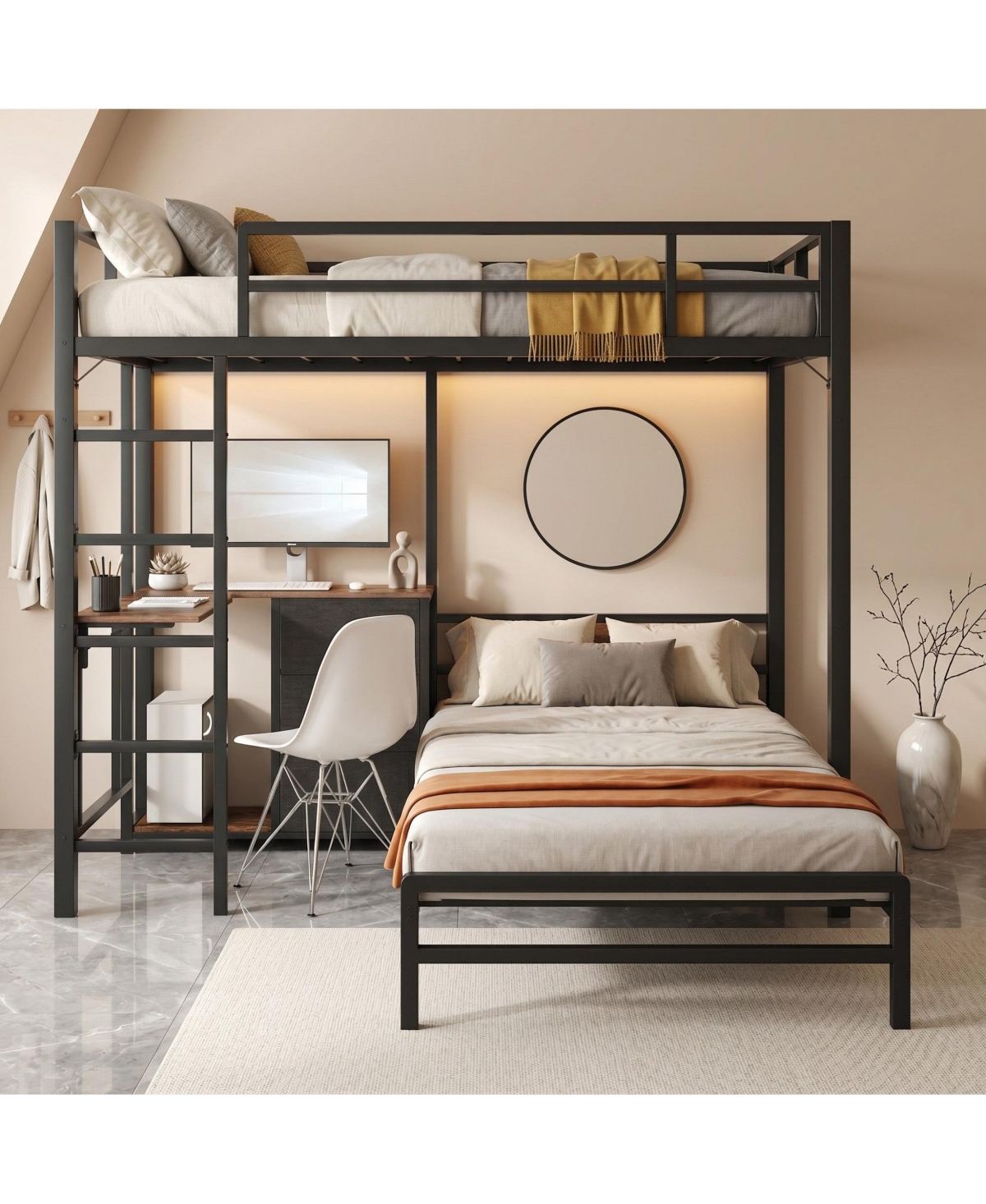 Click here for Sailvan Metal Bunk Bed with Folding Table  Led Lig... prices