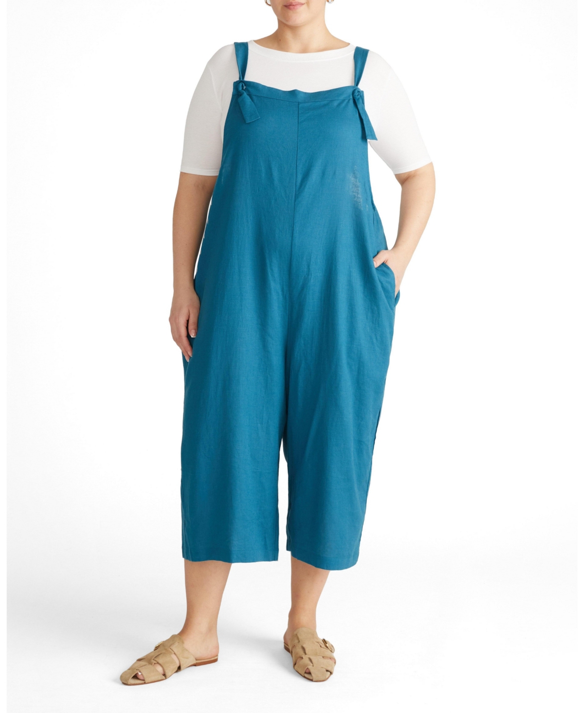 Click here for Universal Standard Plus Size Kora Linen Overalls -... prices