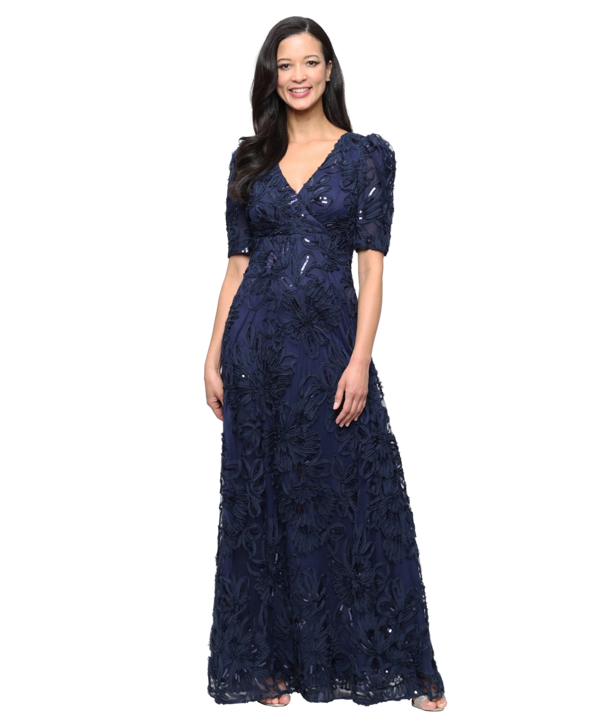Click here for Alex Evenings Womens V-Neck Long Embroidered Dress... prices