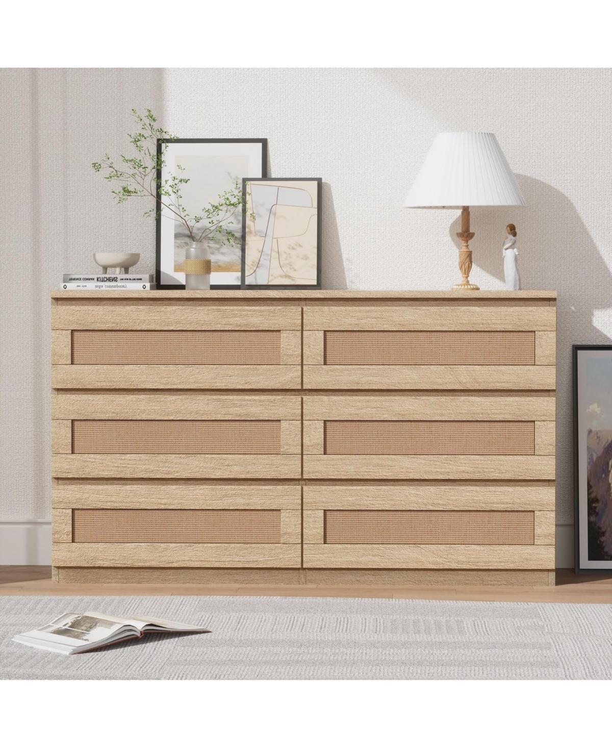 Click here for homfan Rattan 6-Drawer Dresser with Led Lights and... prices