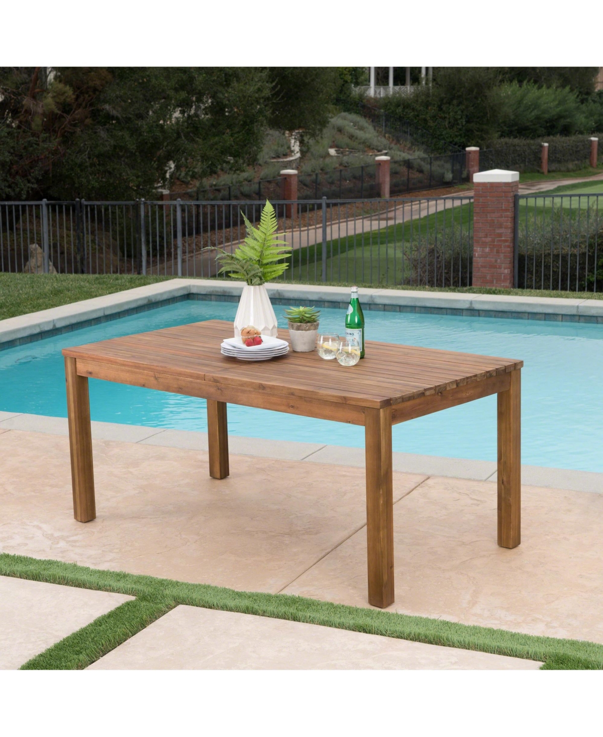 Click here for Clihome 67.75 to 87.25 Inches Patio Table Rustic A... prices