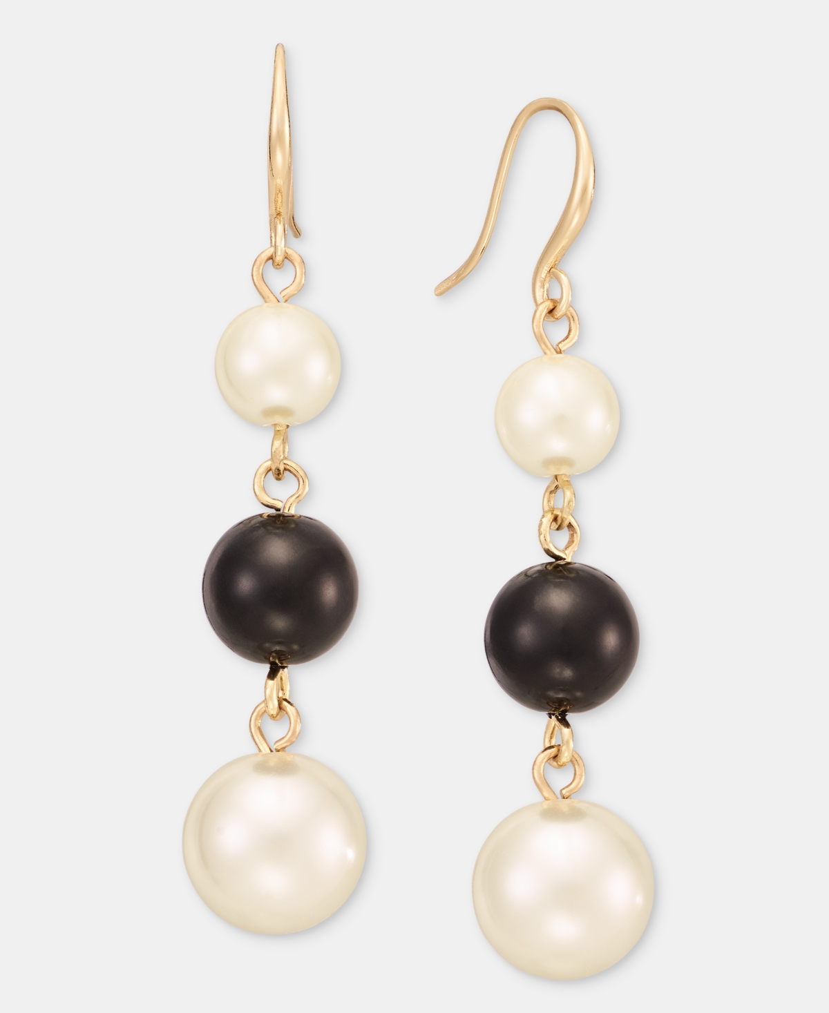 Click here for Charter Club Glass and Faux Pearl Linear Drop Earr... prices