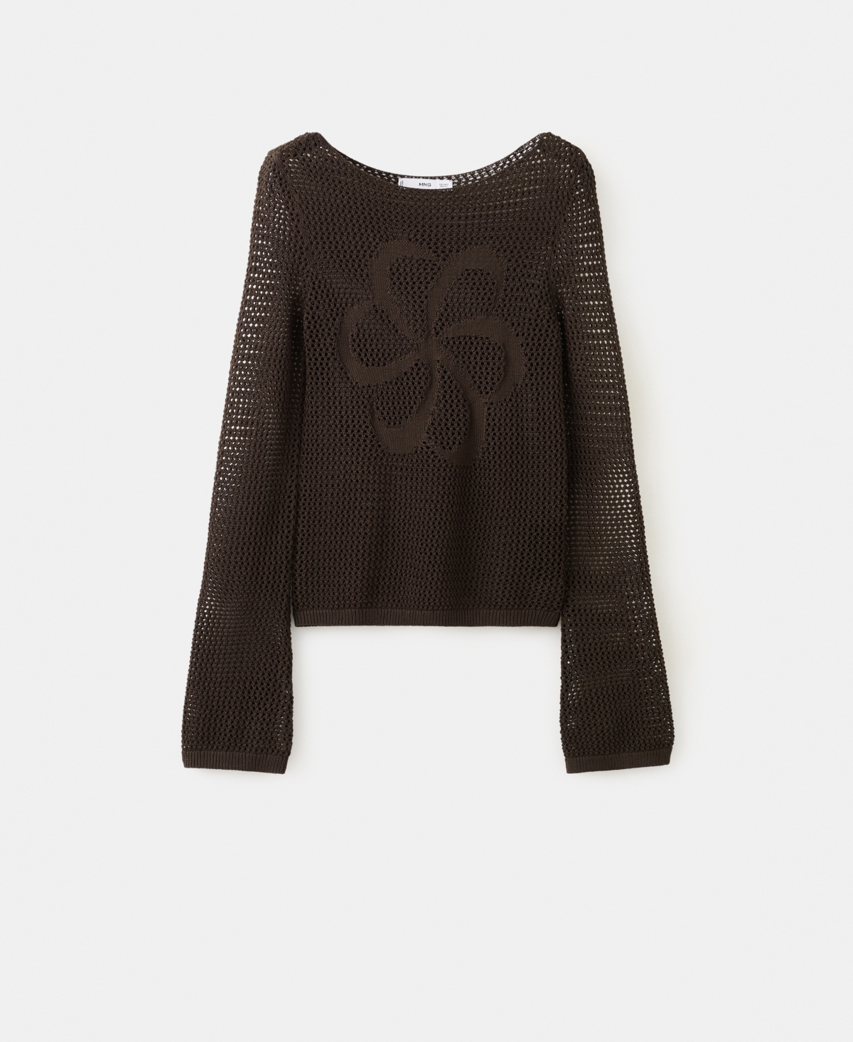 Click here for Mango Womens Floral Embroidery Crocheted Sweater -... prices