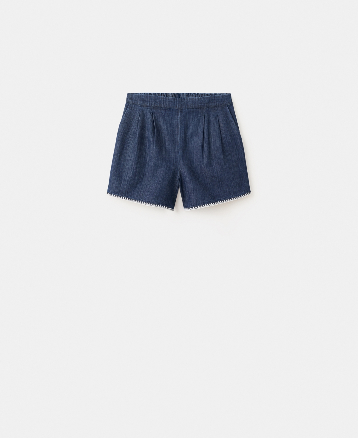 Click here for Mango Womens Contrast Trim Denim Shorts - Open Blu... prices