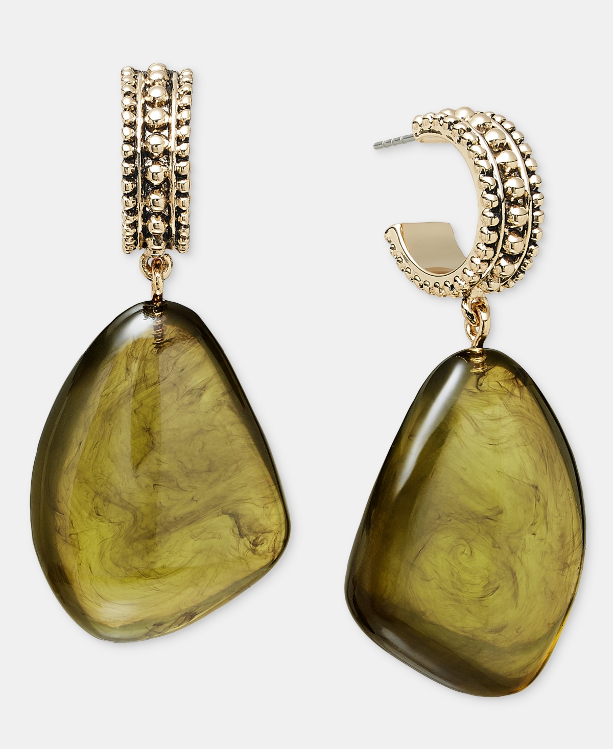 Click here for Style & Co Green Jewel Huggie Drop Earrings  Macys... prices